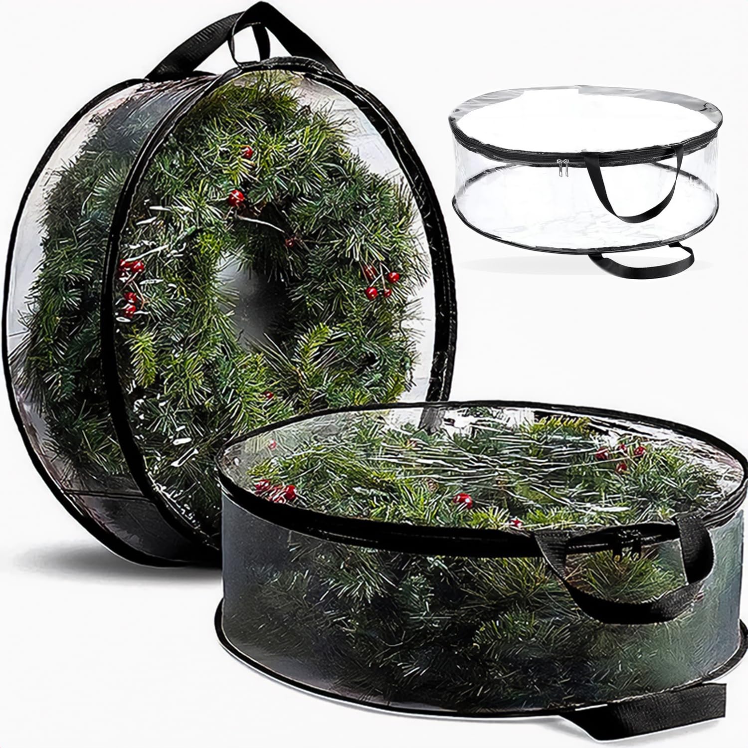 Christmas Wreath Storage Bag 30", Prefdo 2 Pack Clear Xmas Wreath ...
