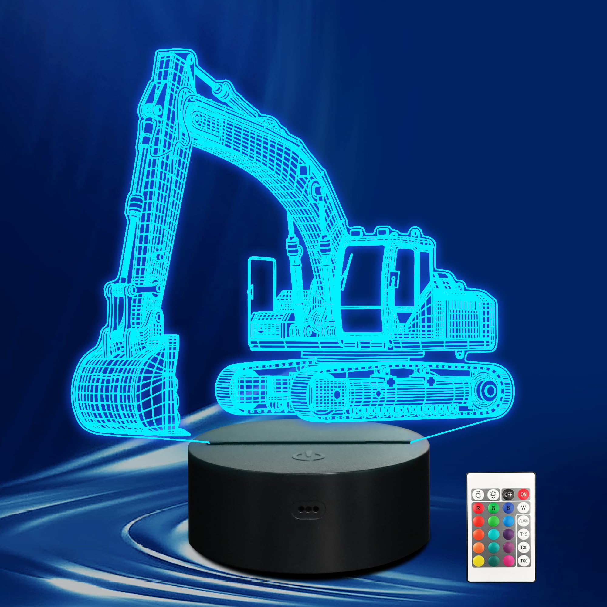 CoolGift Mart Excavator 3D Night Light, 3D LED Optical Illusion Lamp ...