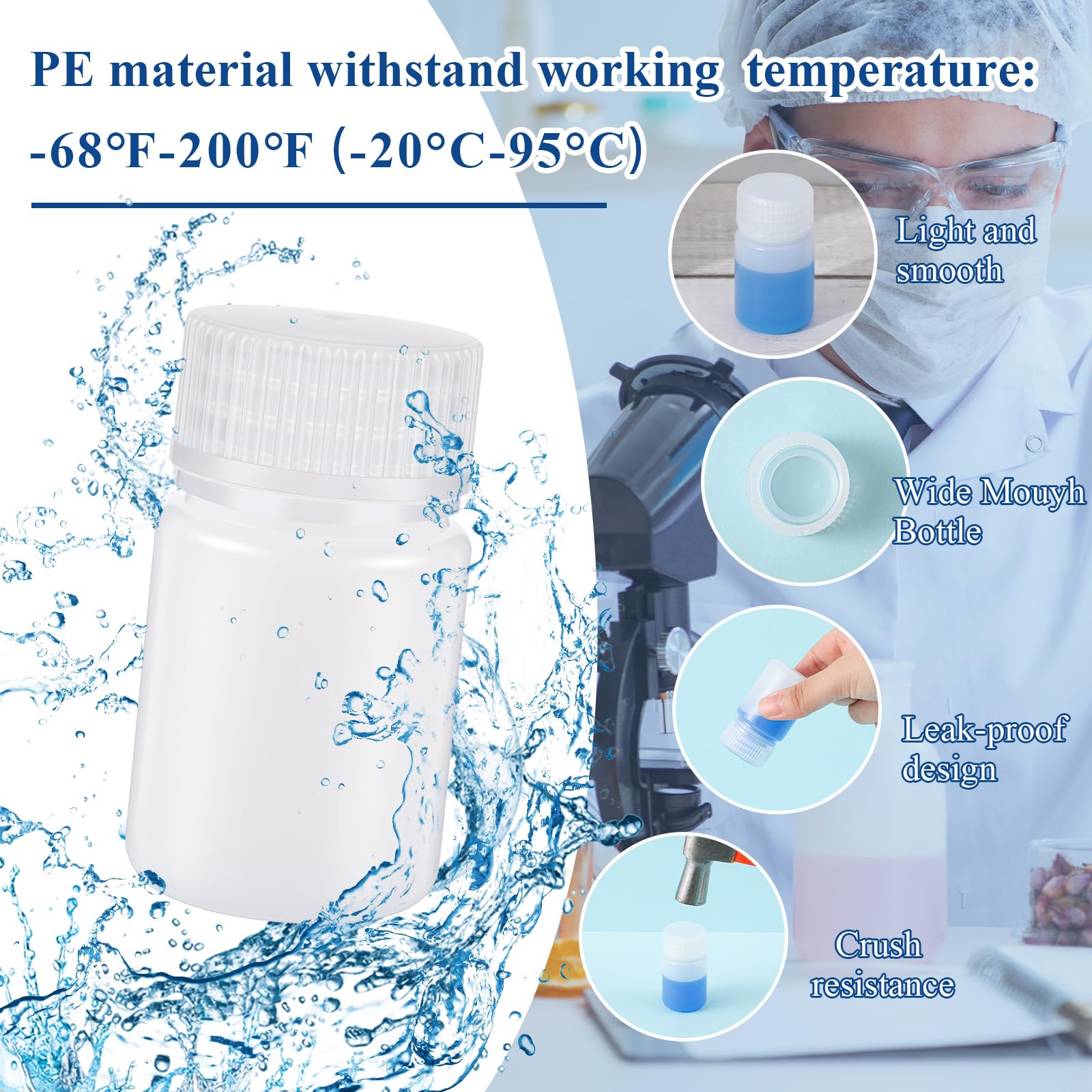 Snapklik.com : Tatuo 6 Pcs 1 Oz 30ml Plastic Sample Bottles 250ml Wide Mouth Reagent Bottle ...