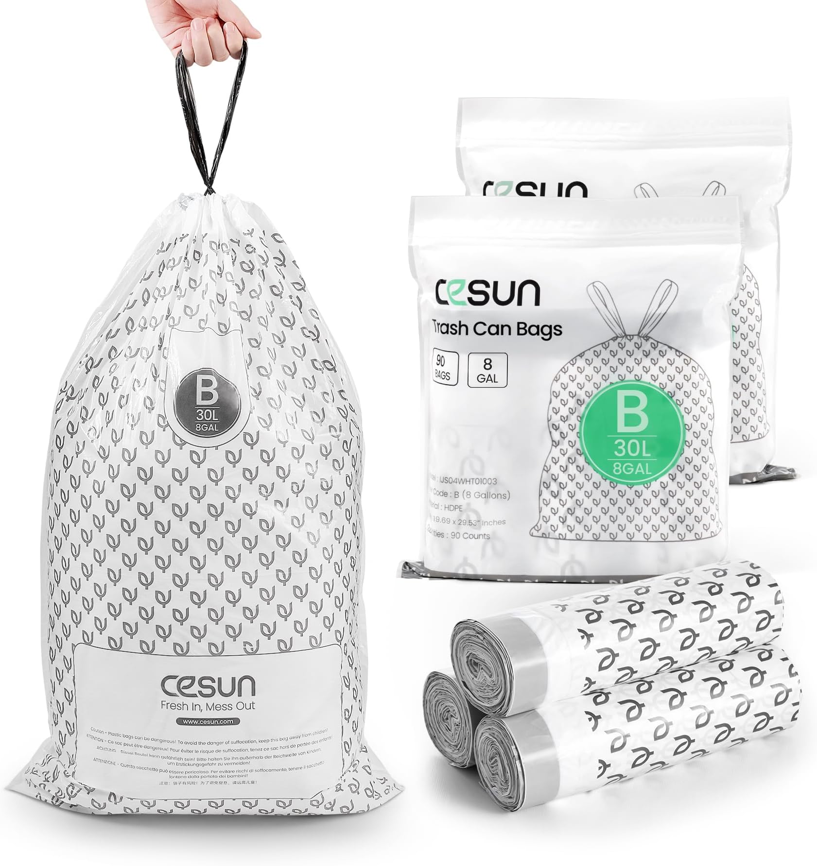 Amazon.com: TIPGO Small Trash Bags Drawstring 2 Gallon, Pre-Cut Mini ...