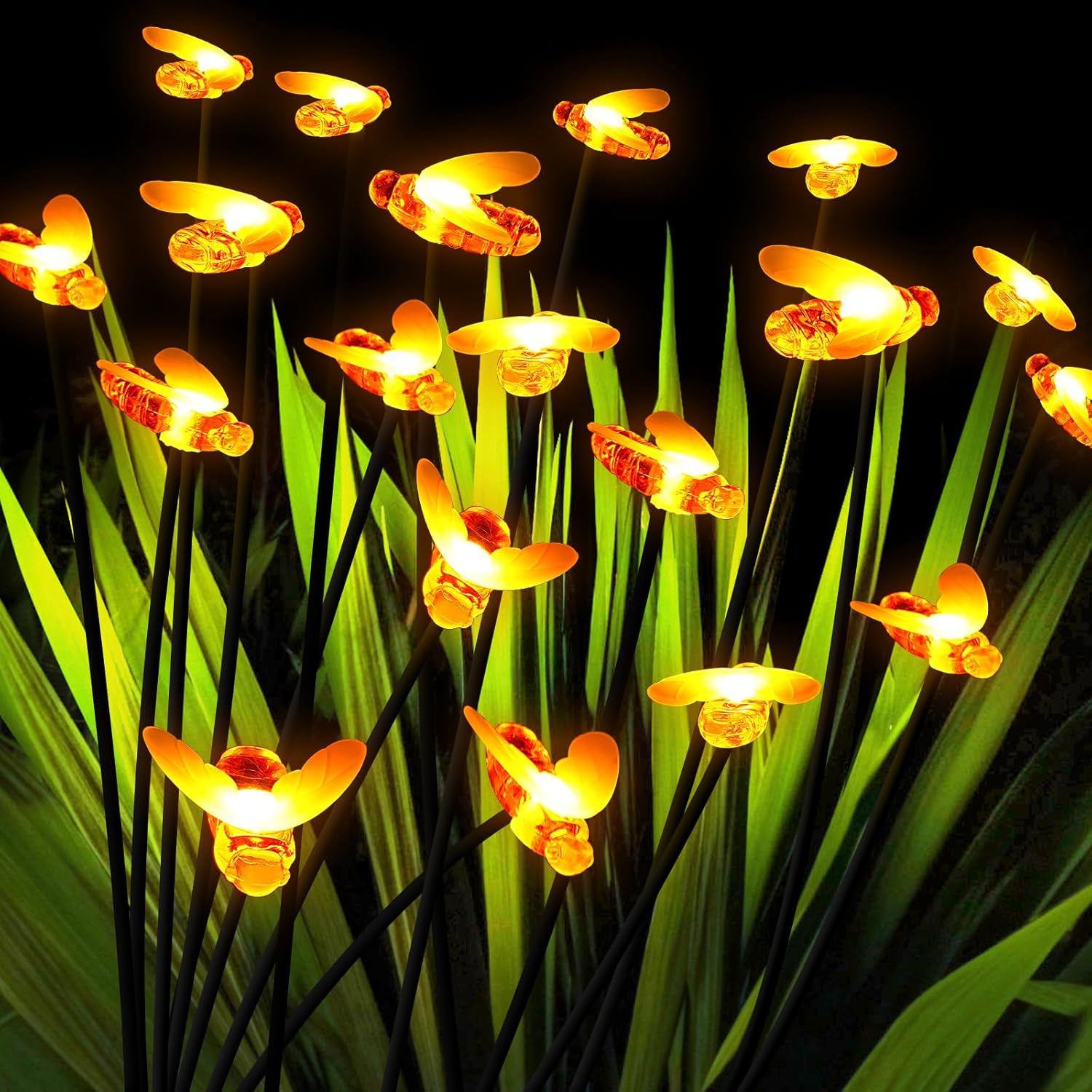 TANSOREN Solar Garden Lights, 4 Pack 12LED Solar Bee Firefly Lights, 2 ...