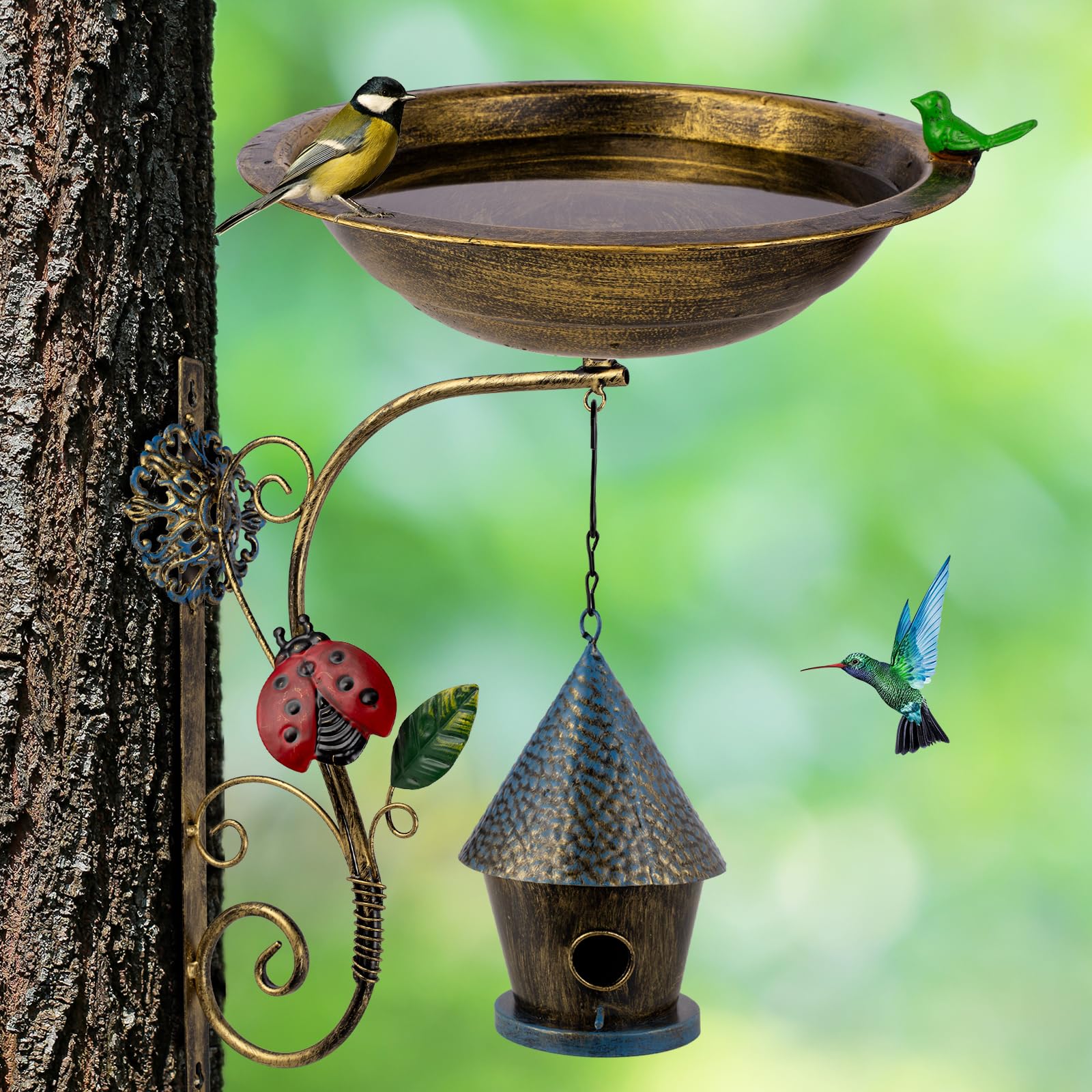 Amazon.com: STANKGARDEN Metal Bird Bath for Outdoors, Wall Mounted ...