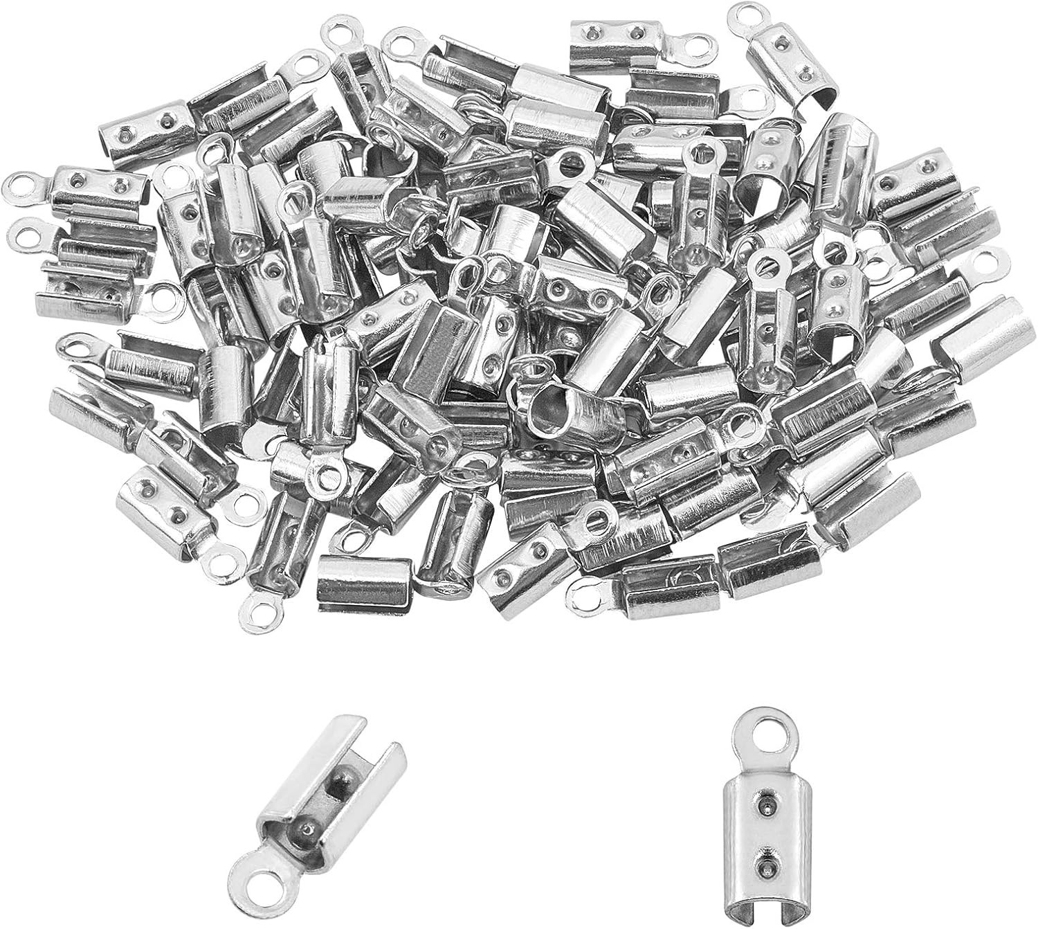 Amazon.com: UNICRAFTALE 100pcs Folding Crimp Ends Crimps Ends Fold Over ...