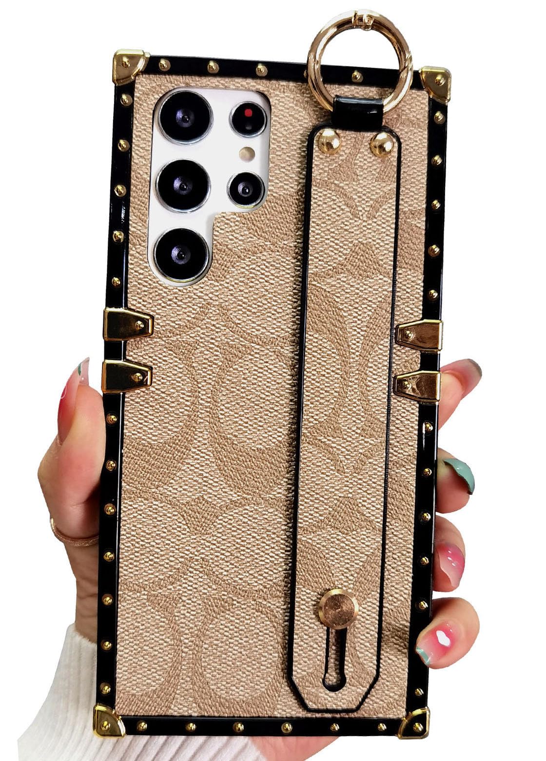 Amazon.com: BUSDOG Luxury Leather for Samsung Galaxy S22 Ultra Case with Wristband Strap Anti ...