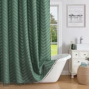 Amazon.com: joycloth Green Boho Shower Curtain Woven Fabric Shower Curtain 72 x 72 Inches Modern ...