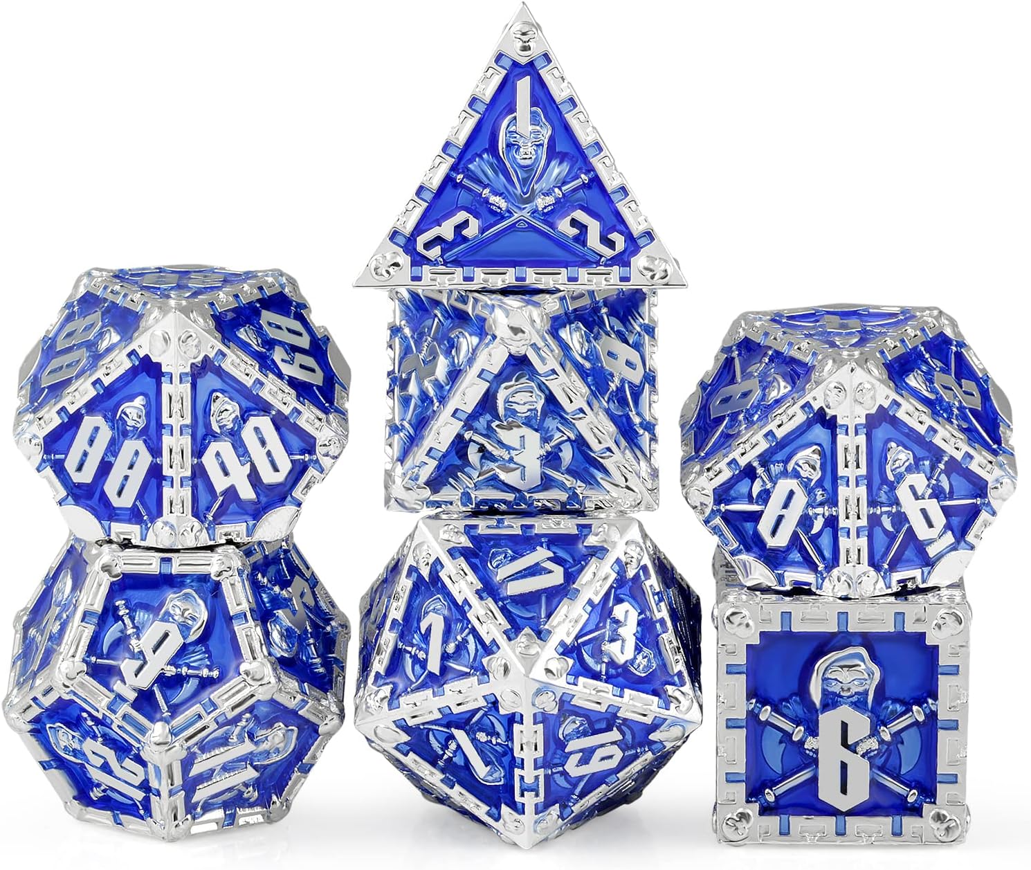 Amazon.com: DNDND Grim Reaper D&D Metal Dice, Blue D&D Metallic Dice ...