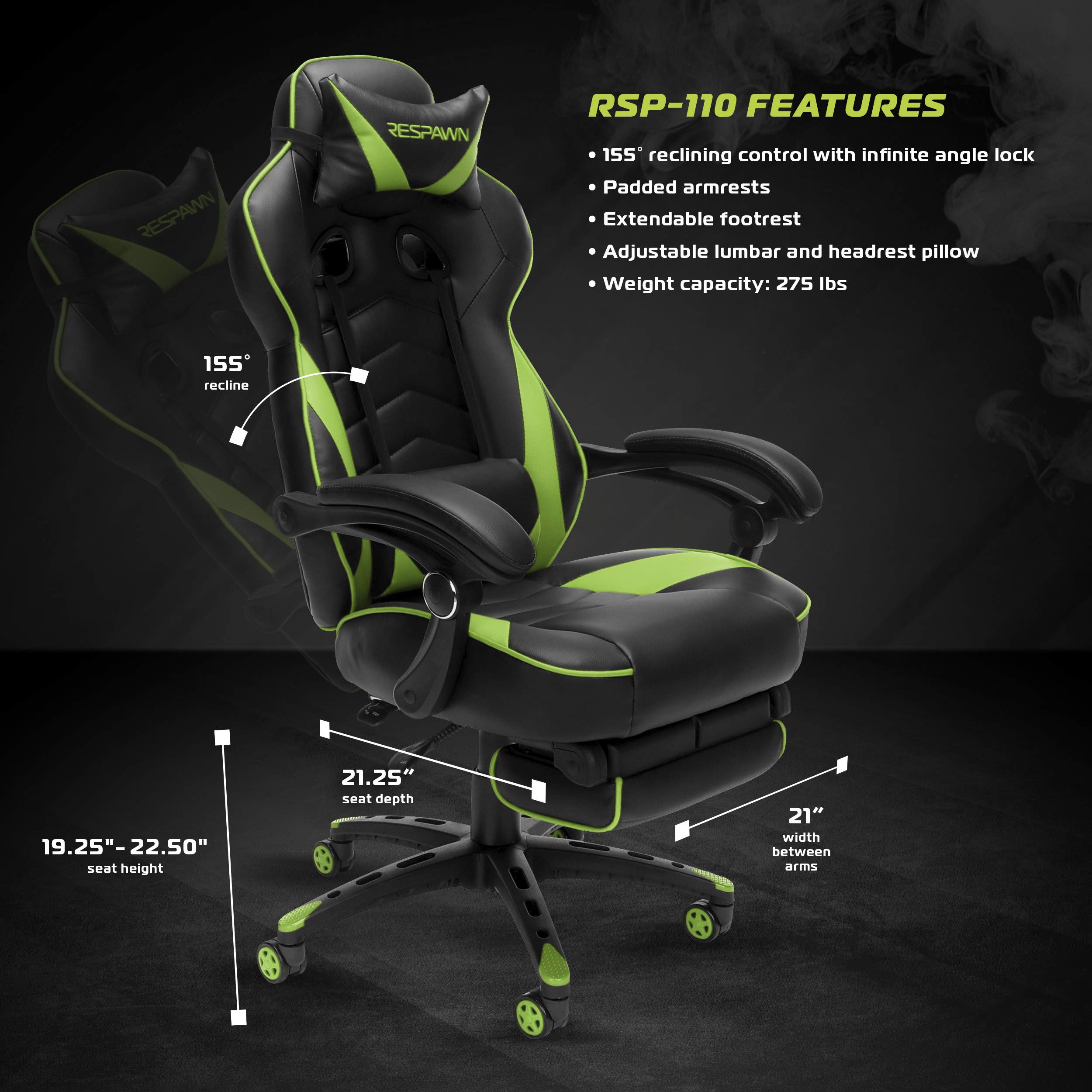 Buy RESPAWN 110 Racing Style Gaming Chair, Reclining Ergonomic Chair ...