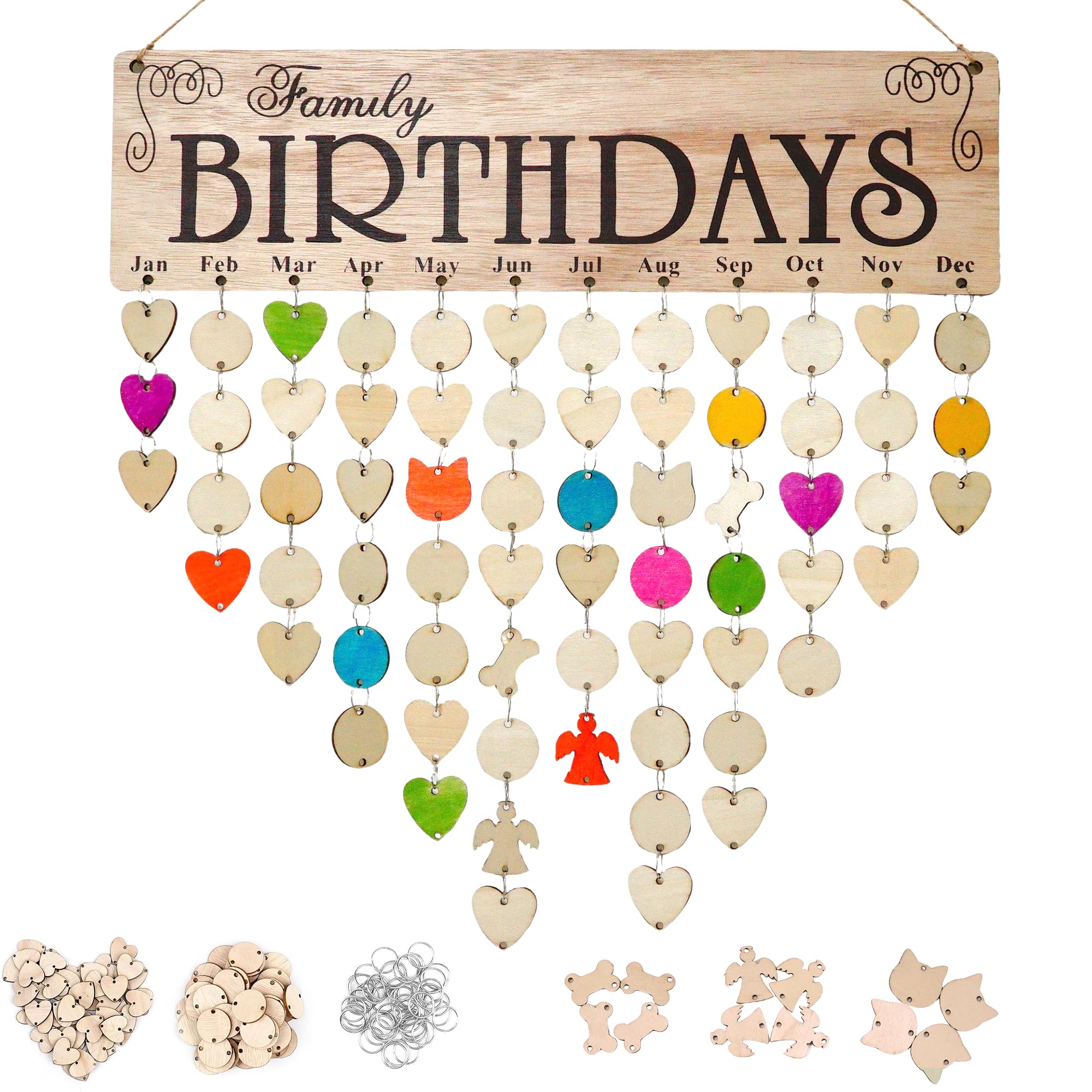 Amazon.com: HUGCASA Family Birthday Calendar Board Wall Hanging - DIY ...