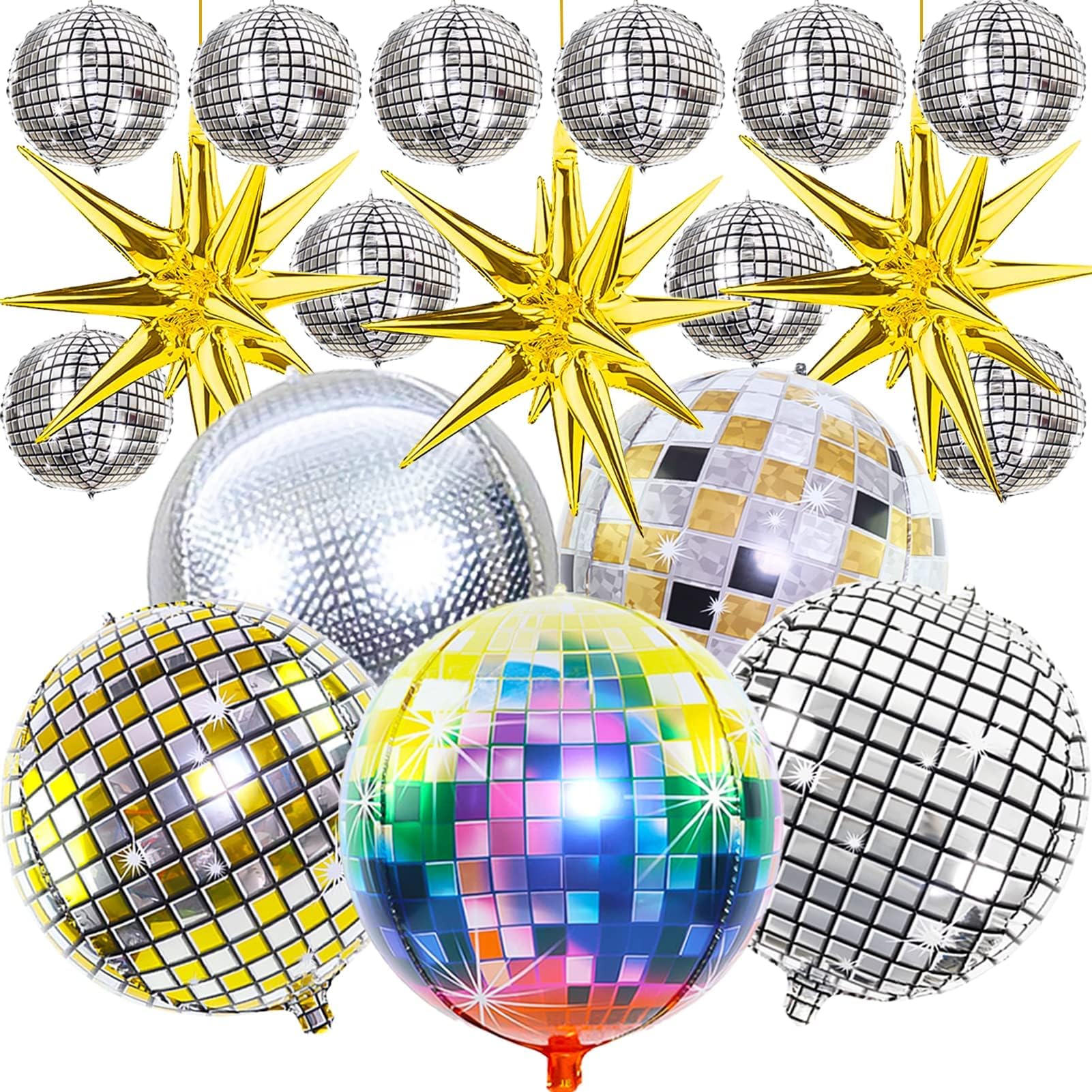 Snapklik.com : Disco Ball Balloons- 18Pcs Large Disco Balloons 22” 10 ...