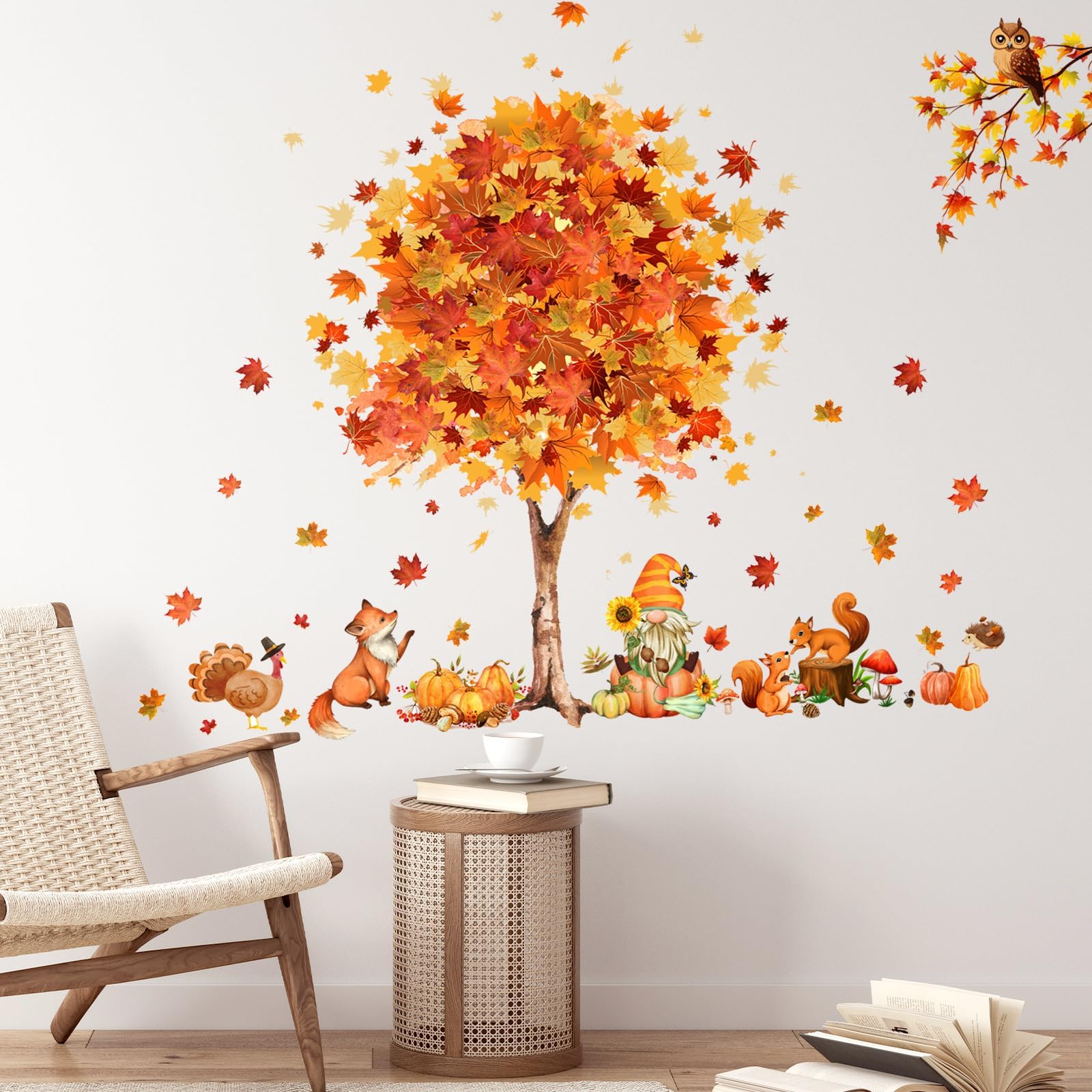 Amazon.com: wondever Fall Large Tree Wall Stickers Autumn Maple Leaves ...