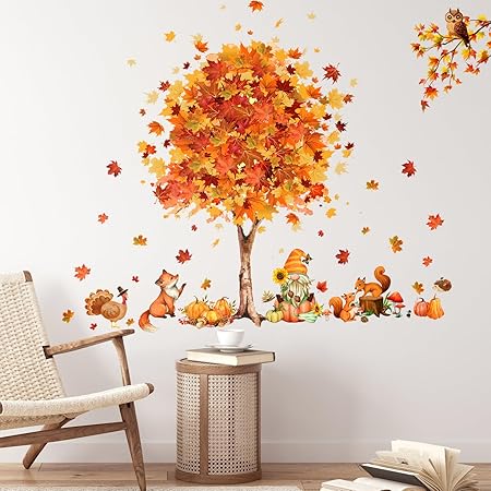 Amazon.com: Cholemy Large Size Thanksgiving Tree Wall Stickers Fall ...