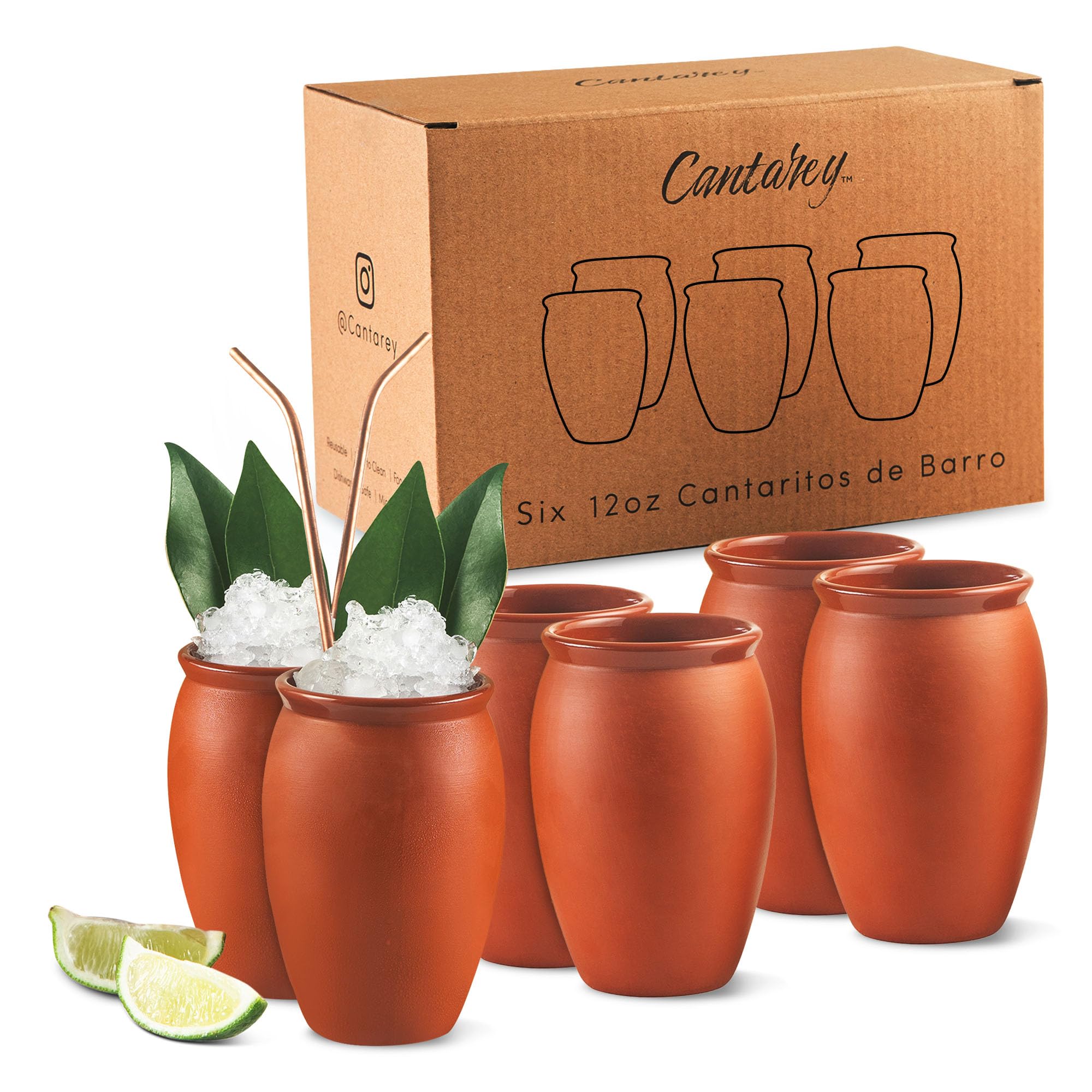 Buy CANTAREY - 12oz Clay Cups for Tequila, Margaritas, Mojitos and More ...