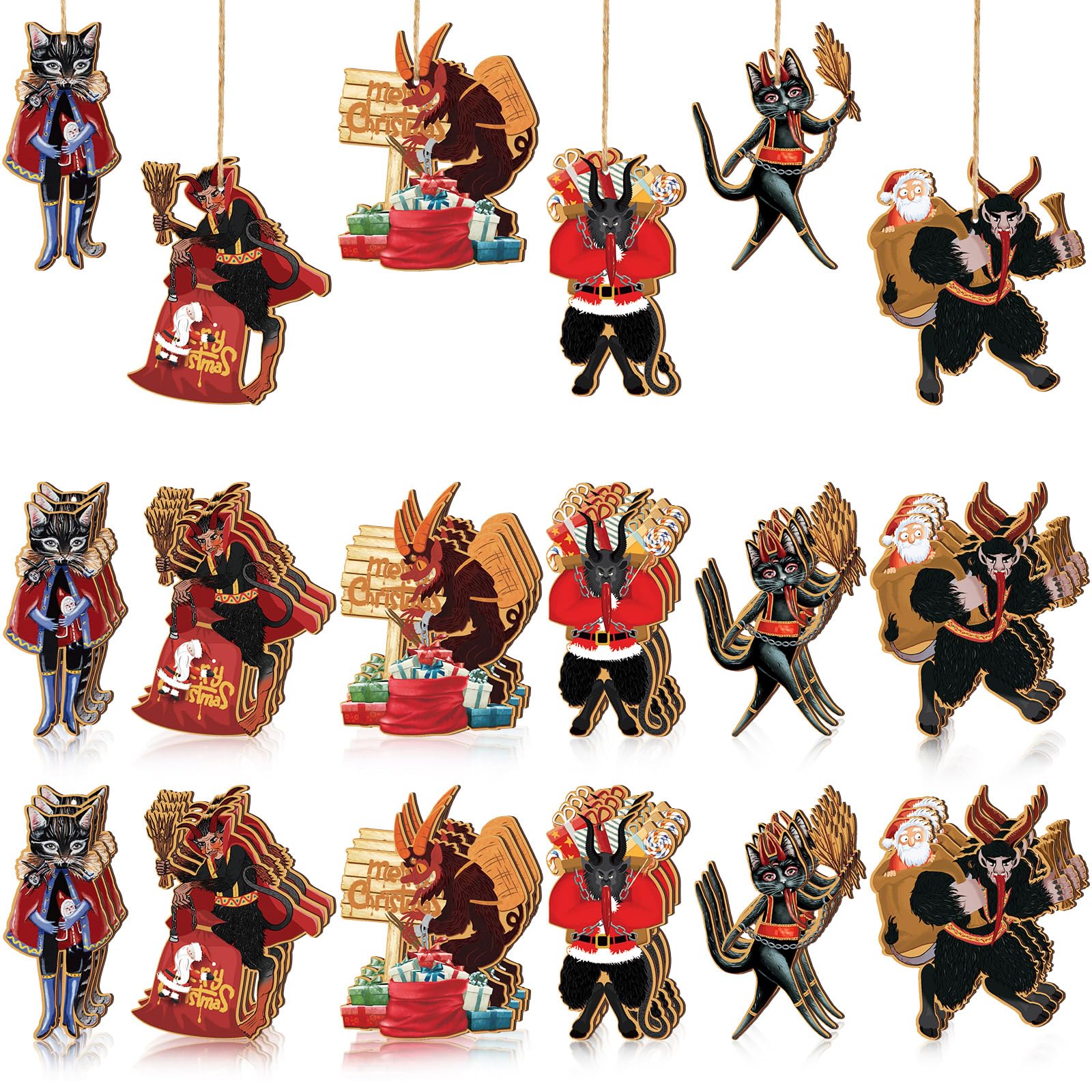 Amazon.com: 36 Pcs Christmas Wooden Hanging Ornaments Christmas Krampus ...