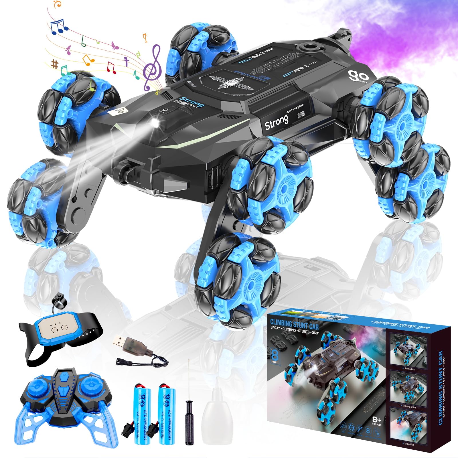 Amazon.com: 8WD Gesture Sensing Stunt RC Cars - 2.4Ghz 360° Rotation ...