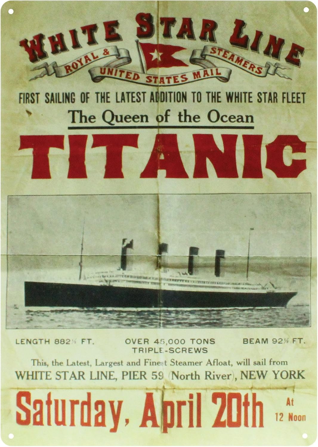 Amazon.com: Shamrock Gift Titanic Vintage Metal Sign - Return Sailing ...