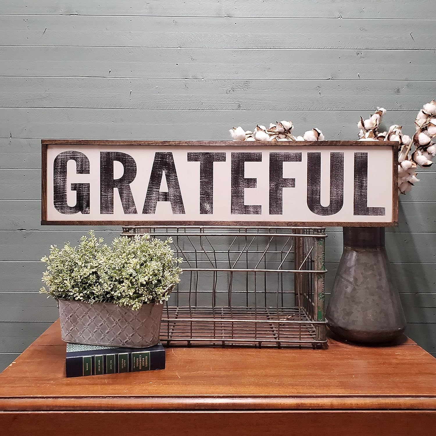 Amazon.com: Rustic Wood Plaque Sign Grateful Sign,Grateful Thankful ...
