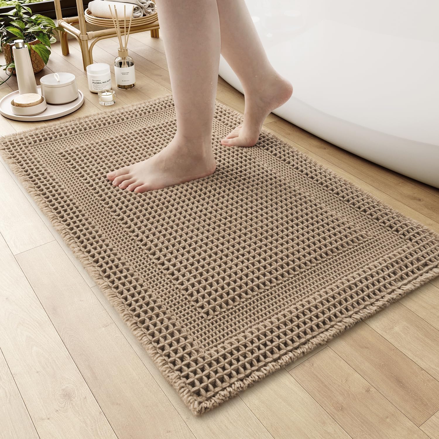 Amazon.com: Waffle Bath Mat-Runner Rug, Super Absorbent Non Slip Bath ...