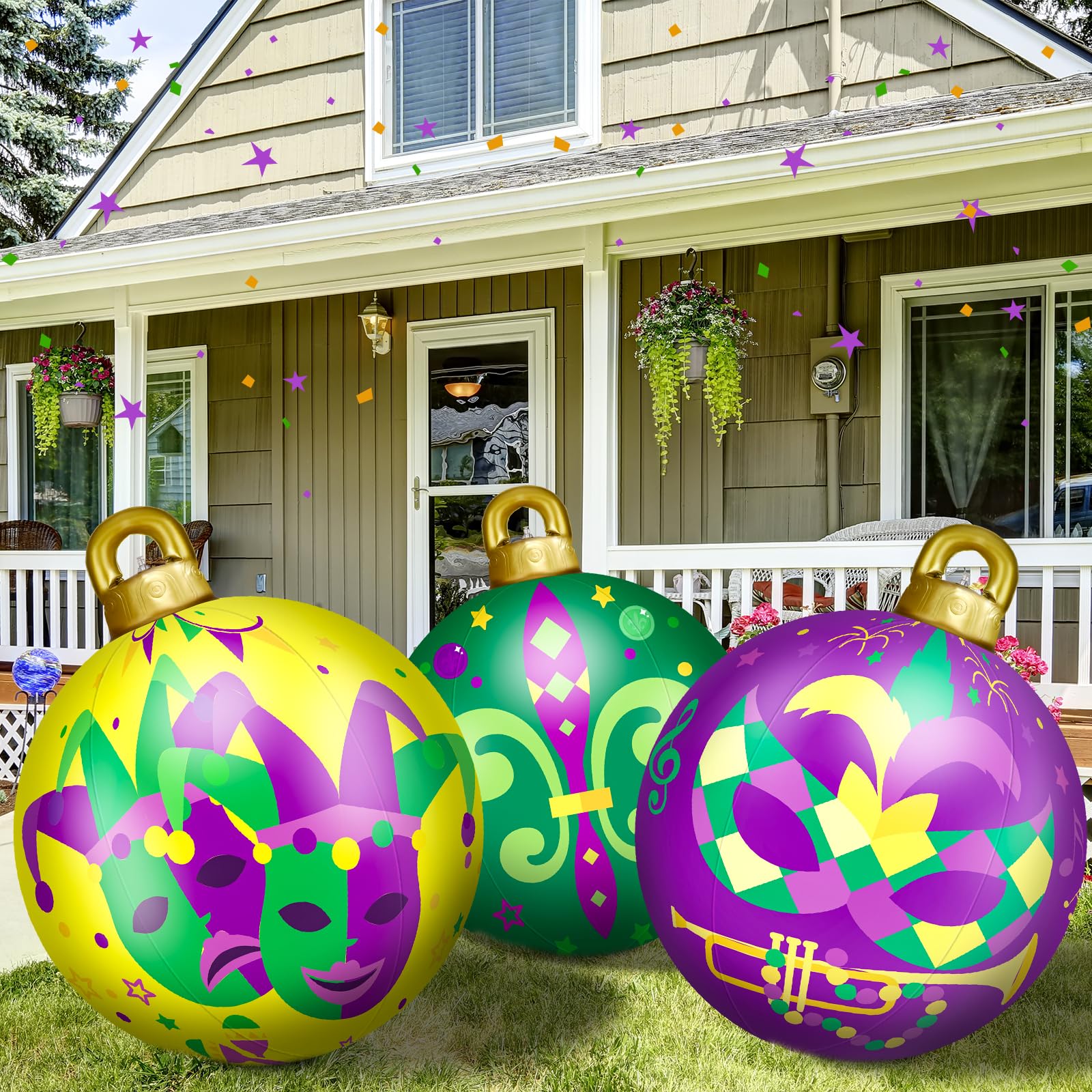 Amazon.com: MiniInflat 3 Pcs 24 Inch Mardi Gras Decorations Giant Mardi ...