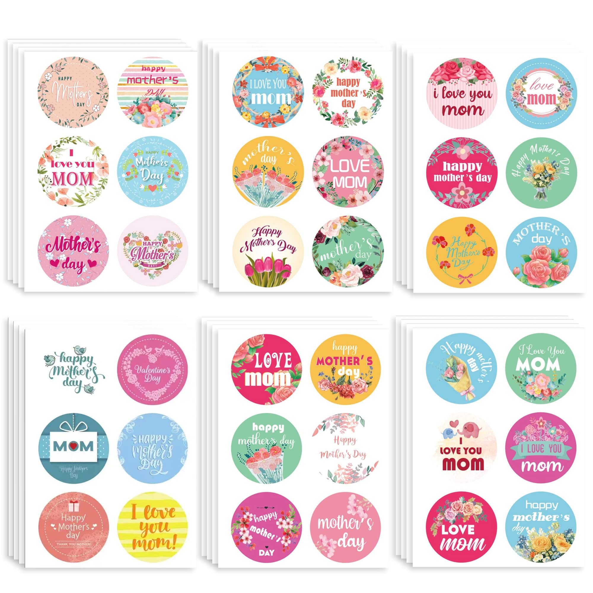 Amazon.com: HADDIY Happy Mothers Day Stickers,144 Pcs 2 Inches Floral ...