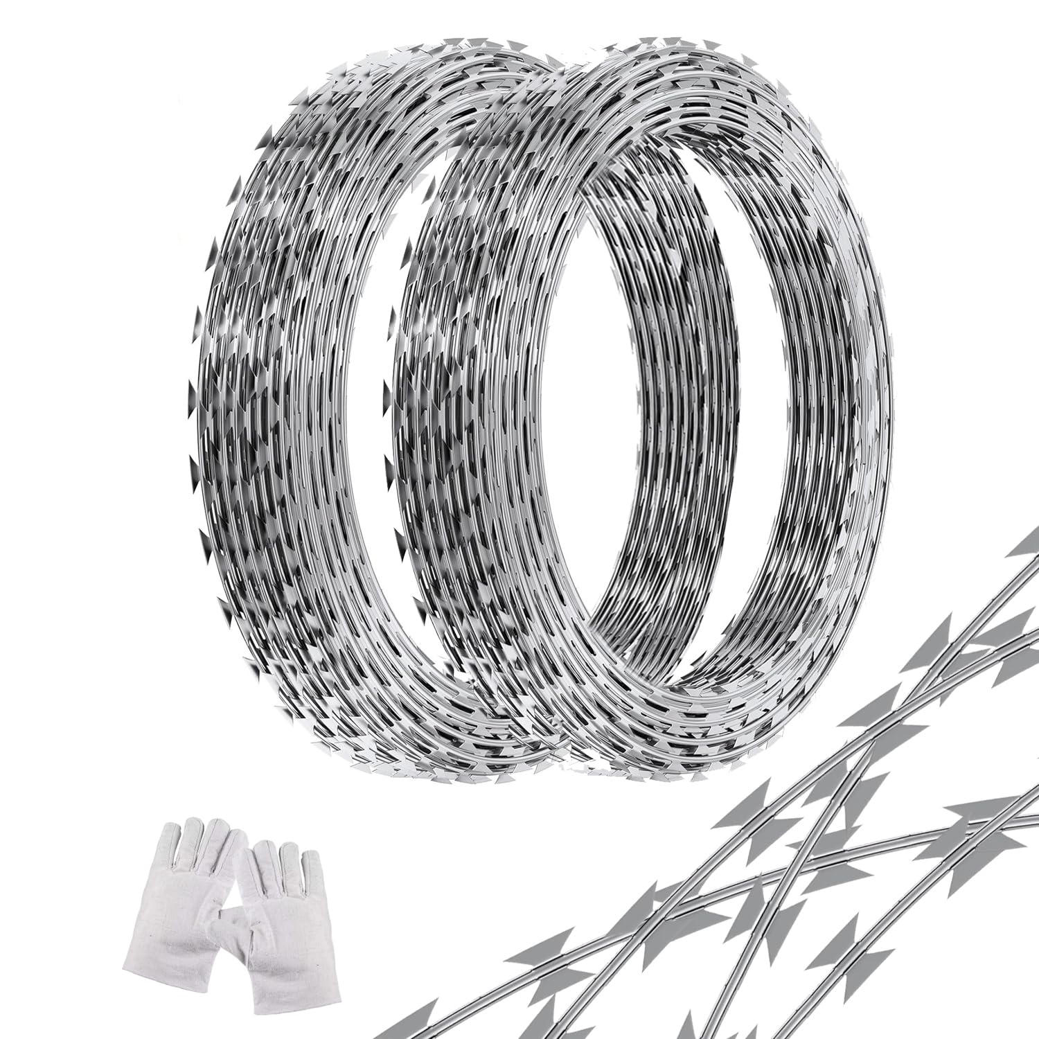 Amazon.com: LMYYGOO 98 FT Razor Wire, Concertina Wire, 2 Rolls Razor ...