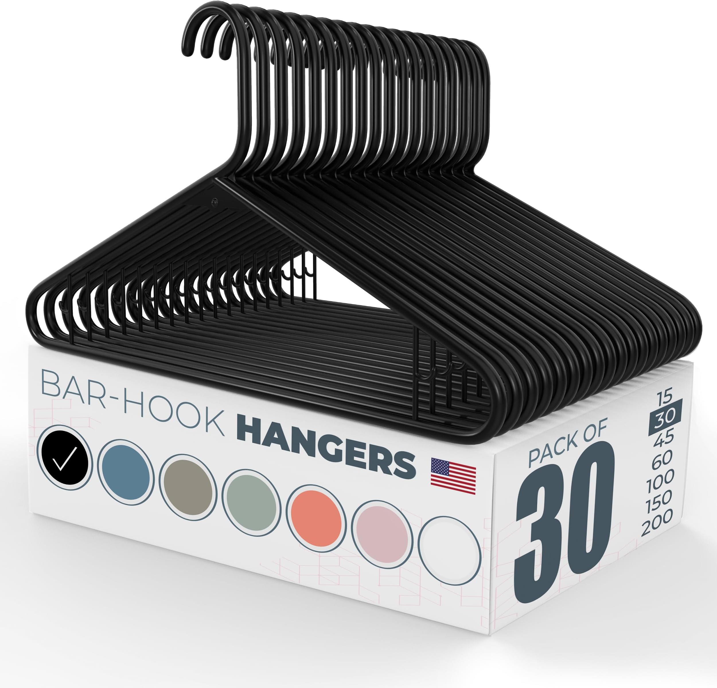 Amazon.com: Made in USA Heavy Duty Plastic Clothes Hangers Bulk, 20 30 ...