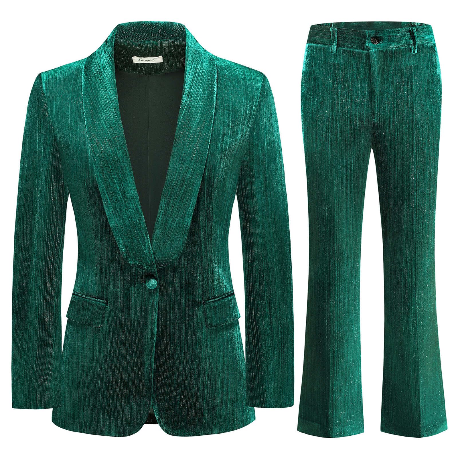 Amazon.com: Lamgool Women Pantsuit Dressy Silver Thread Velvet 2 Piece ...