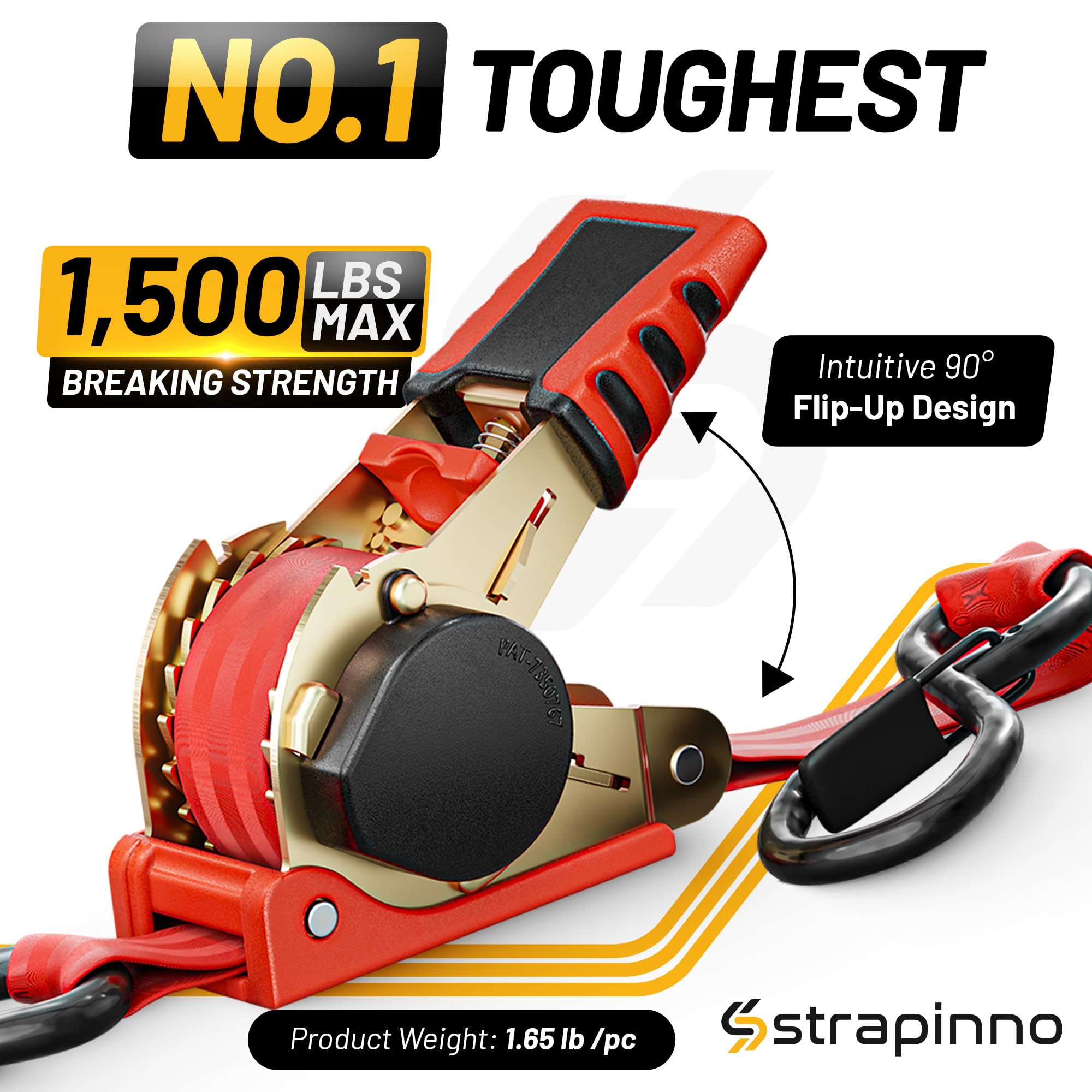 Snapklik.com : Strapinno Retractable Ratchet Straps 1 In X 10 Ft ...
