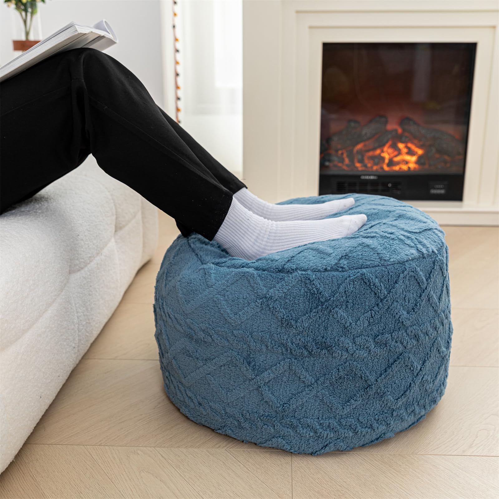 Amazon.com: AbunHeri Pouf Ottoman Unstuffed, Round Foot Rest Poof ...