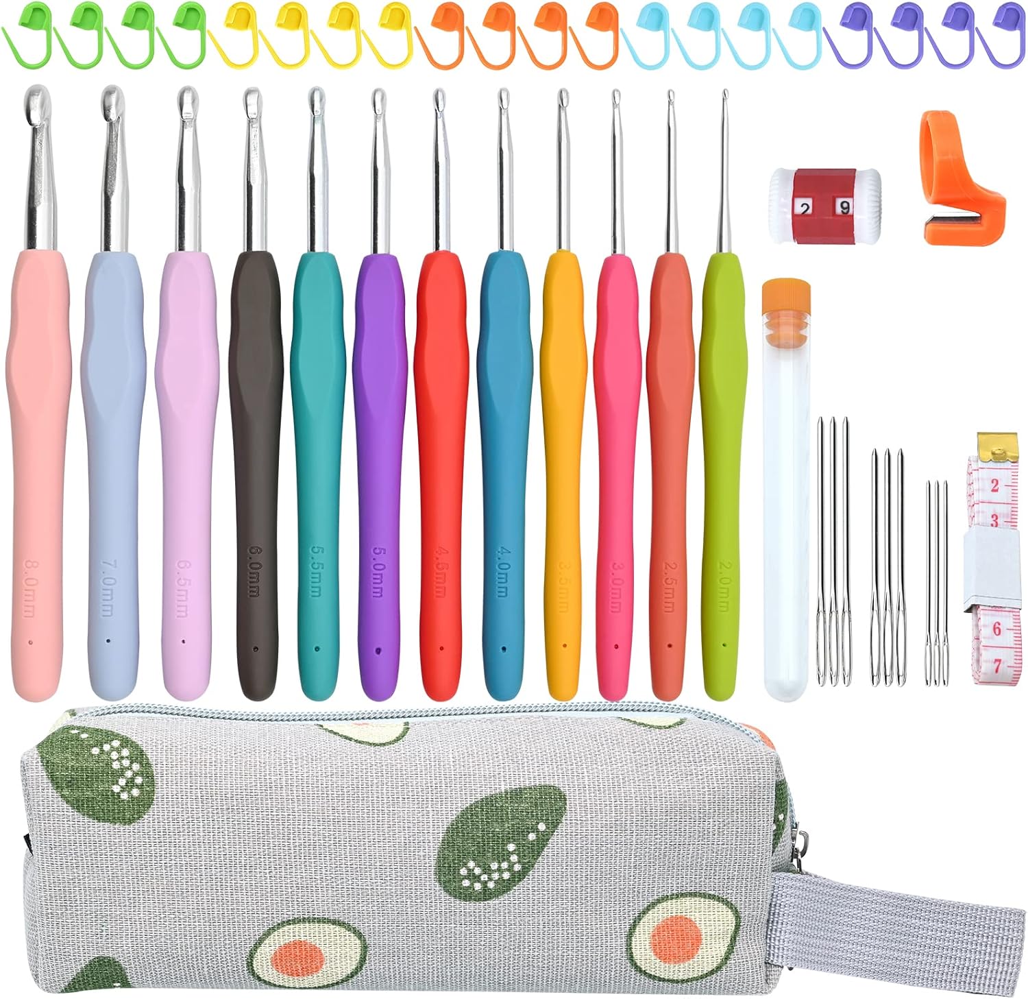 Sarsumir Crochet Hooks Set, 45 Pcs Crochet Kits for Beginners Adults ...