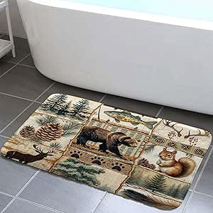 Amazon.com: Rustic Moose Bear Bath Mat - Cabin Lodge Rug Farmhouse ...