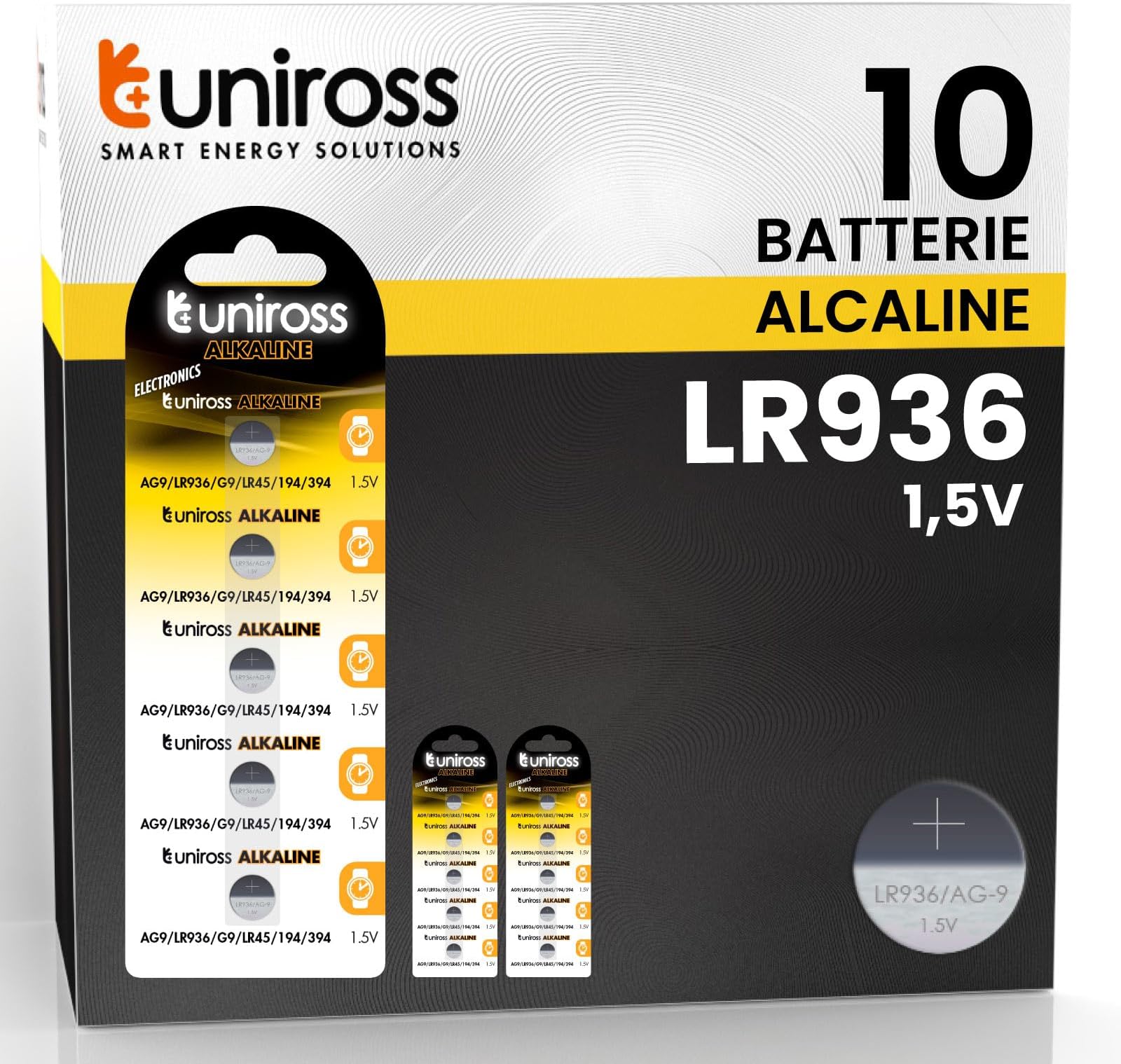 10 BATTERIE A BOTTONE PILE AG9 1,5v LR936 LR45 LR194 : Amazon.it ...