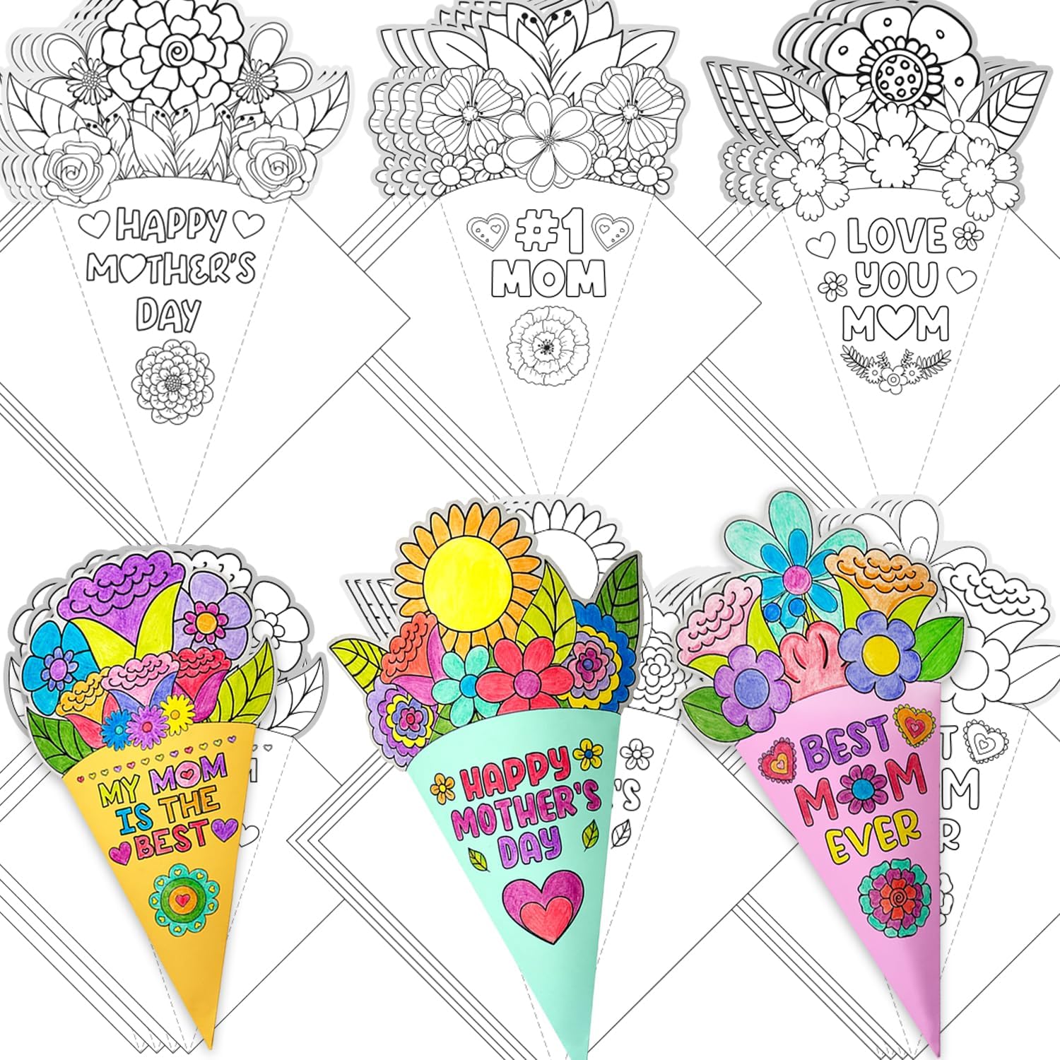 Amazon.com: Mothers Day Crafts for Kids 24 Sets DIY Flower Bouquet Kit ...