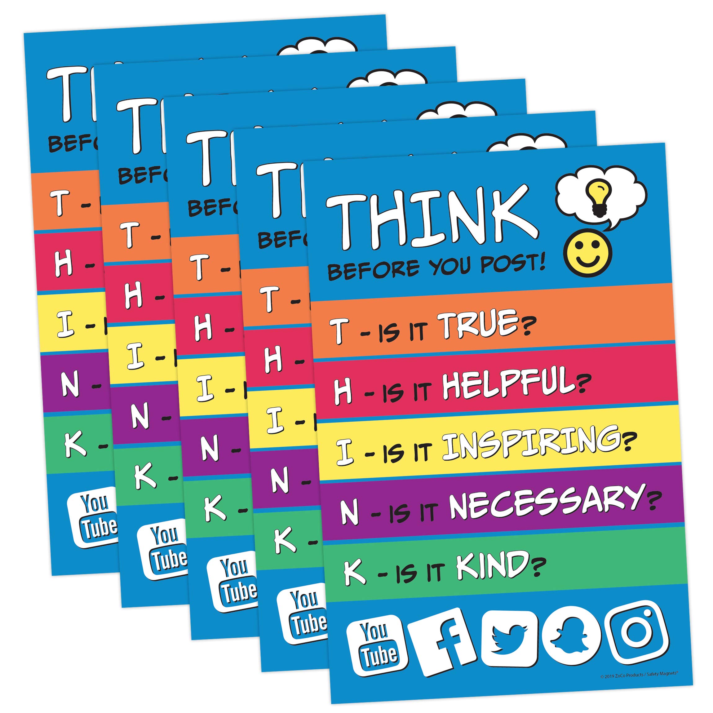 Buy Safety Magnets THINK s - Think Before You Post Acronym s (5 Pack ...