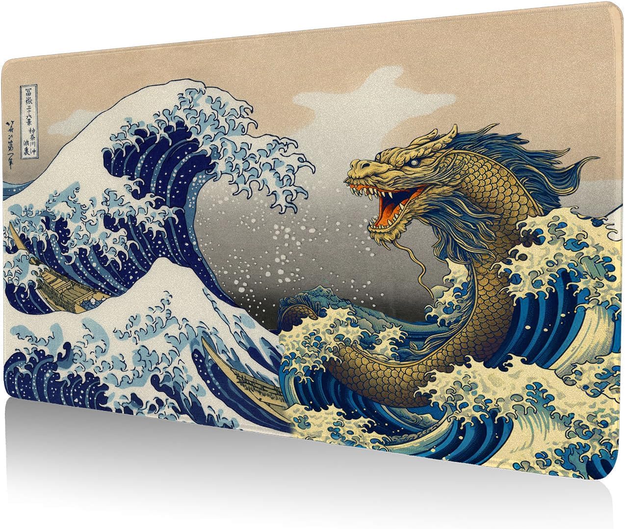Amazon.com : Japanese Sea Wave Mouse Pad 11.8 x 23.6 Inch Dragon's ...