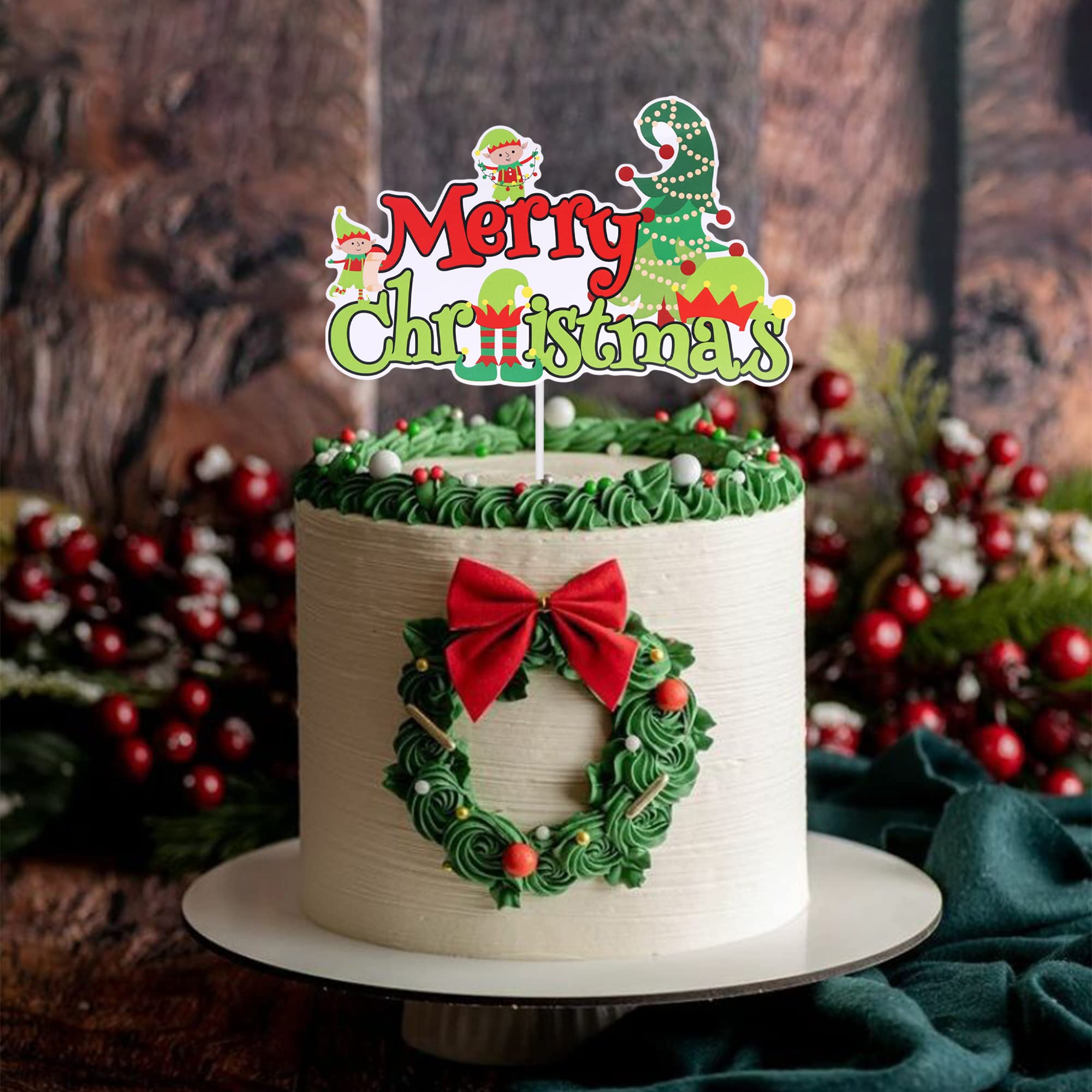 Snapklik.com : 1 PCS Merry Christmas Cake Topper Xmas Tree Christmas ...
