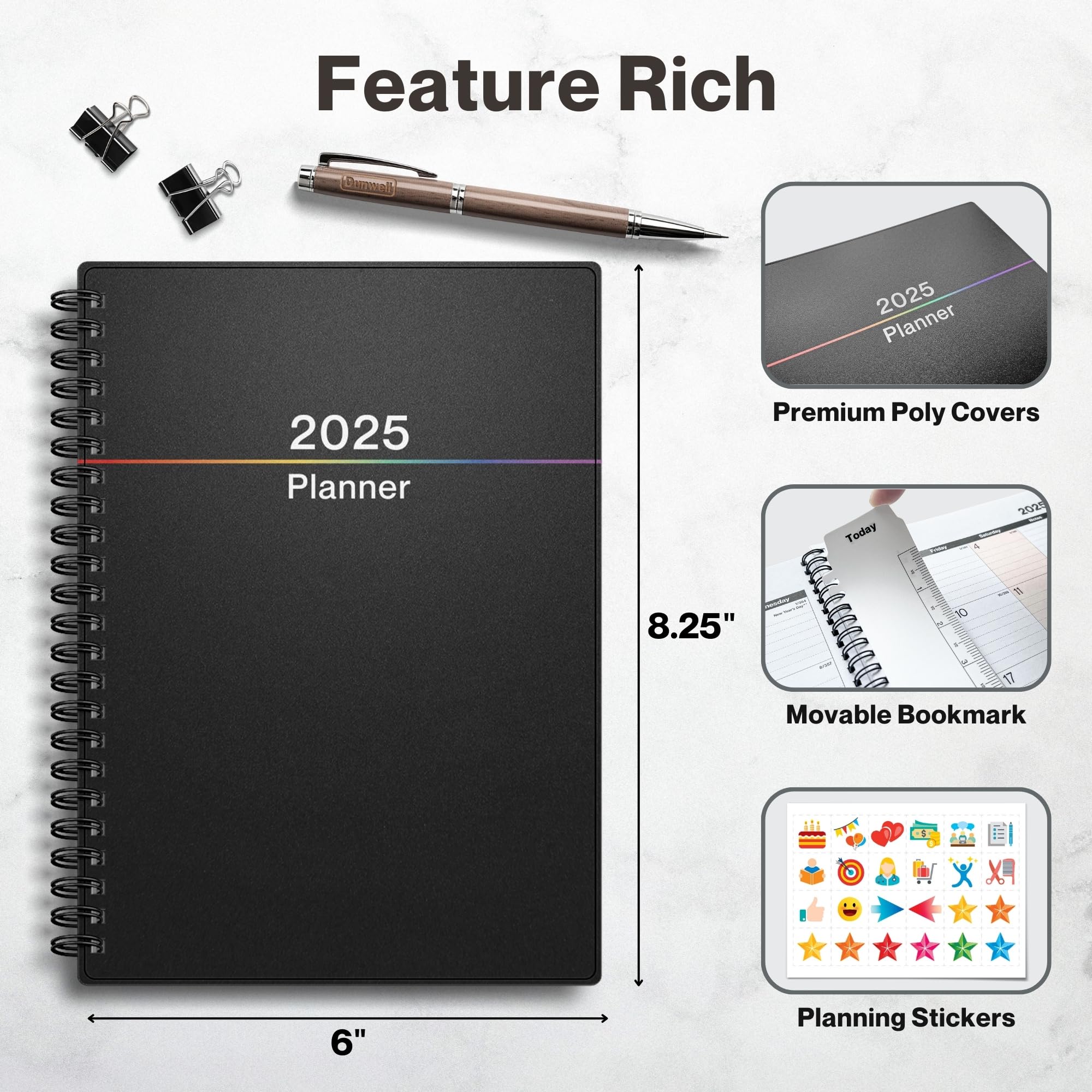 Snapklik.com : Dunwell Small Daily Planner 2025, 6x8 Planner Book, Jan ...