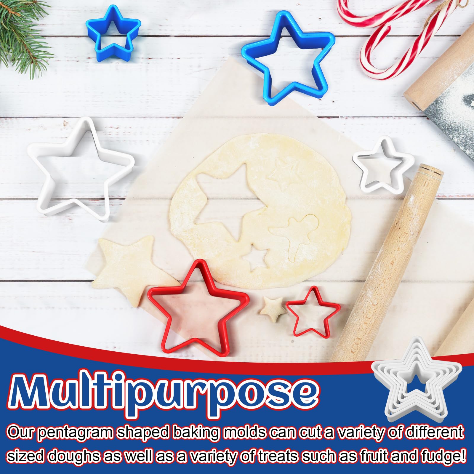Snapklik.com : 3 Sets Plastic Star Cookie Cutter, Red, Blue And White ...