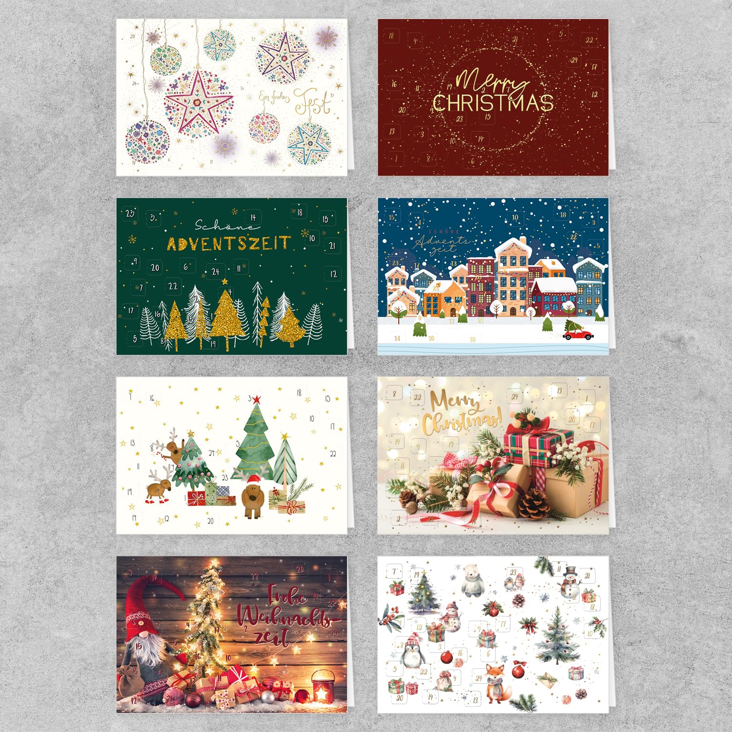 Premiumline Christmas Cards Pack Of 8 Interactive Advent Calendar Din ...