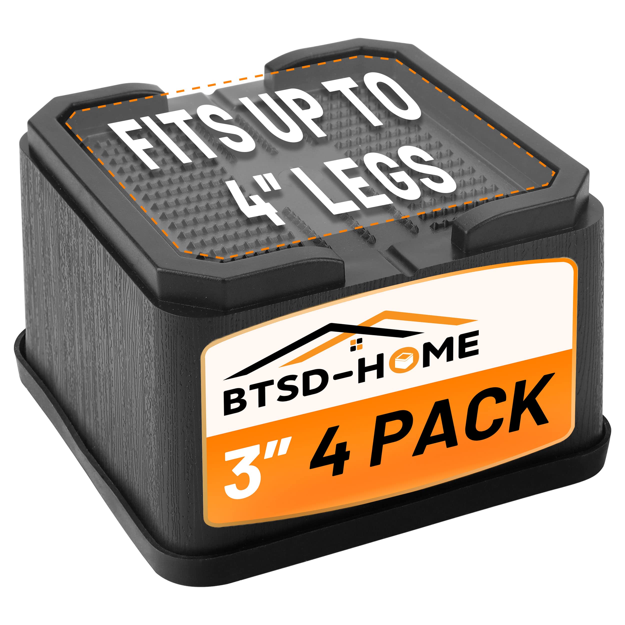 BTSD-home 3 Inch Oversized Bed Risers Heavy Duty 4 inch Wide Adjustable ...