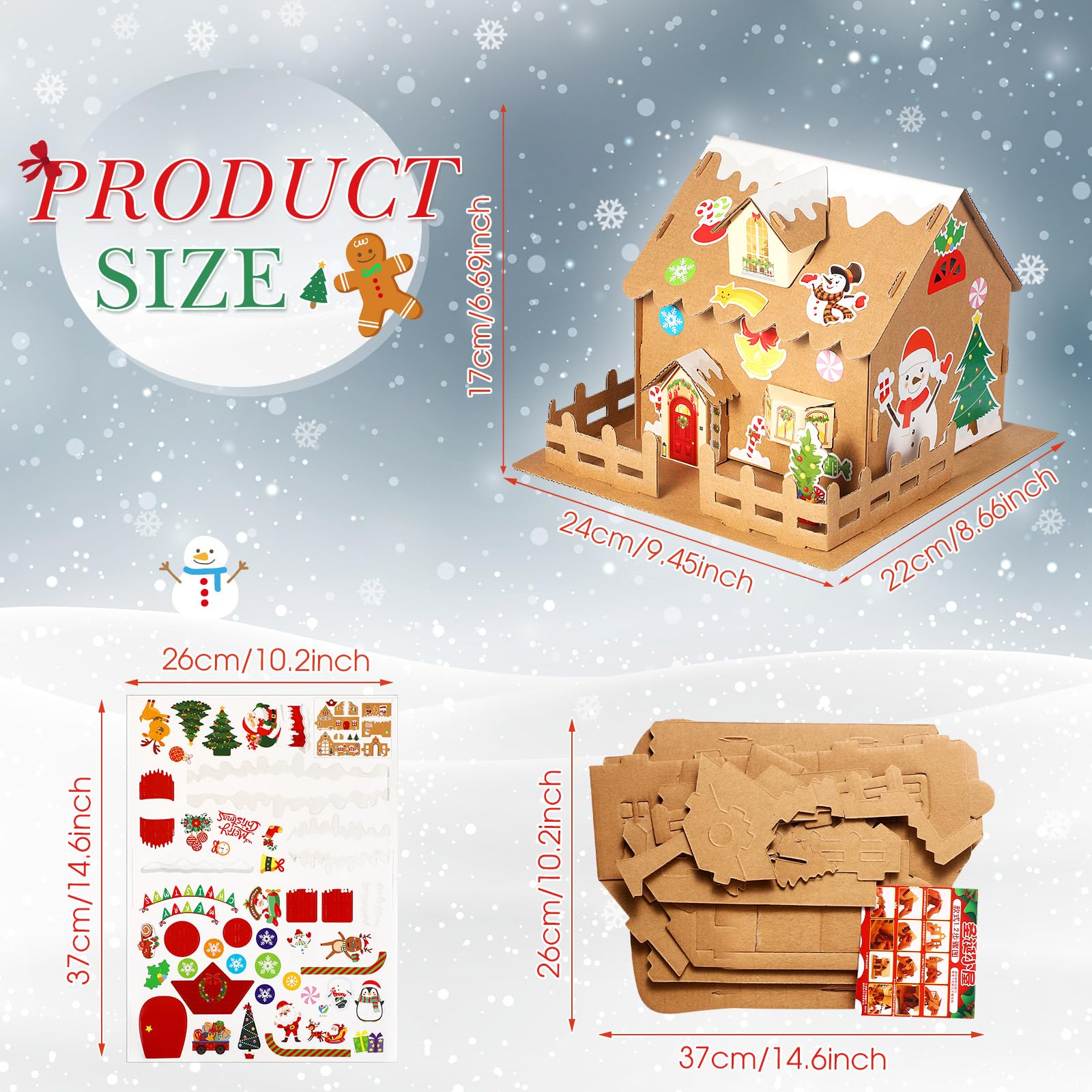 Snapklik.com : 12 Sets Christmas Gingerbread House Kit Cardboard ...