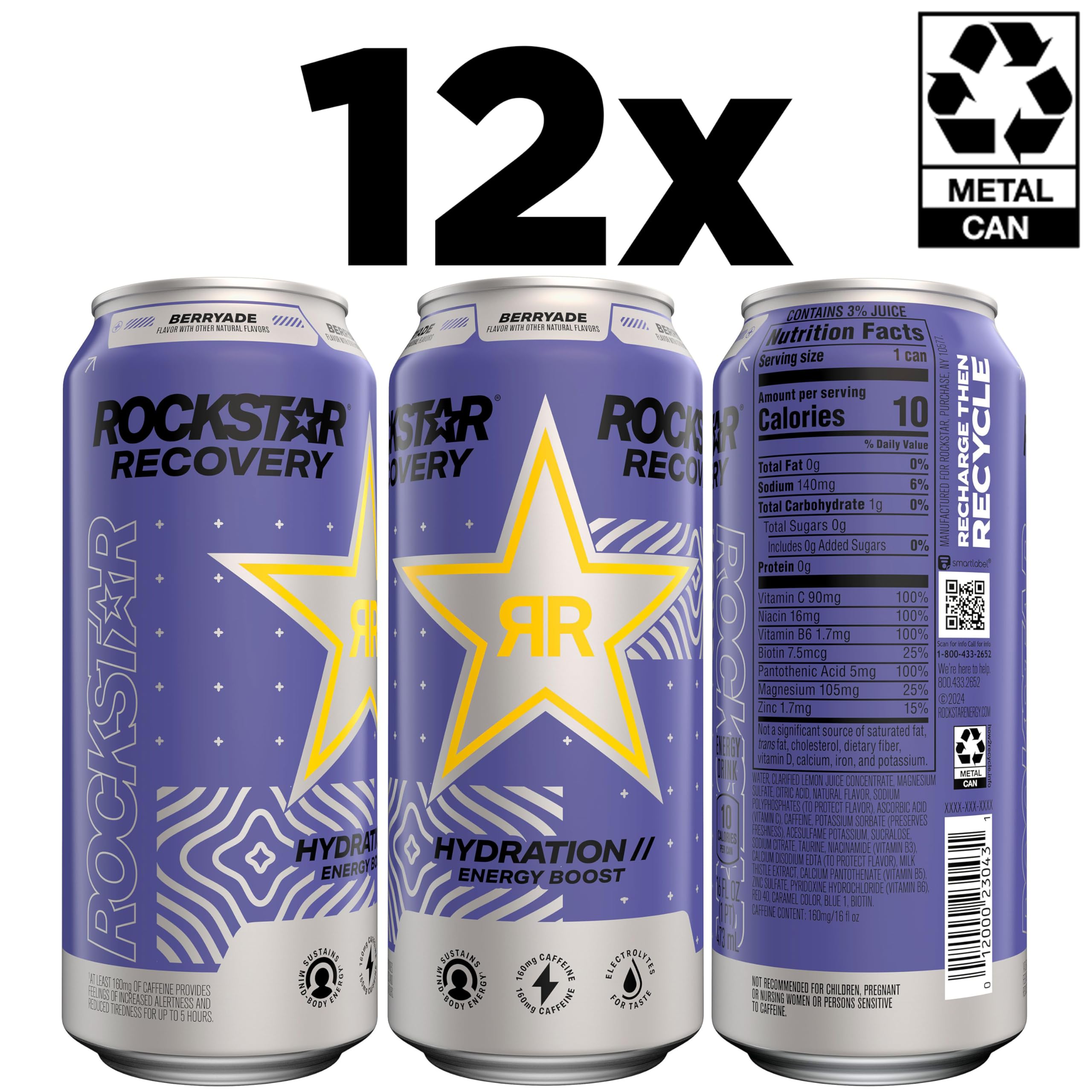 Snapklik.com : Rockstar Recovery Non-Carbonated Energy Drink, Berryade ...