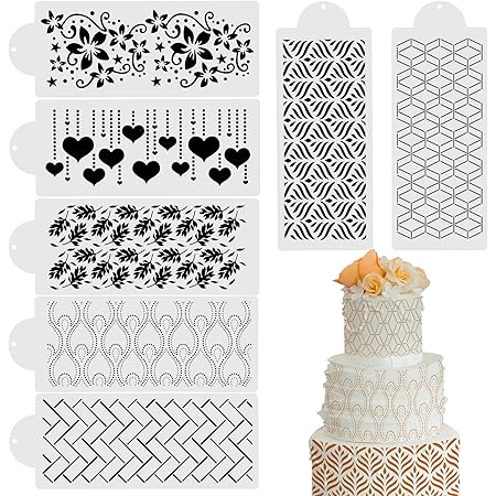 Amazon.com: 20 PCS Cake Stencils Decorating Buttercream Stencils for Cake Decorating Stencils ...