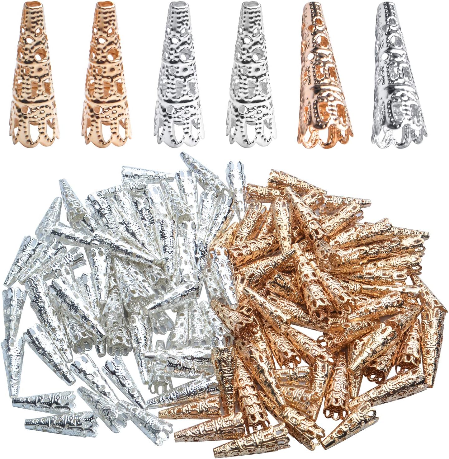 Amazon.com: Flower Bead Caps, 200 Pcs Cones Flower Bead Caps Metal ...