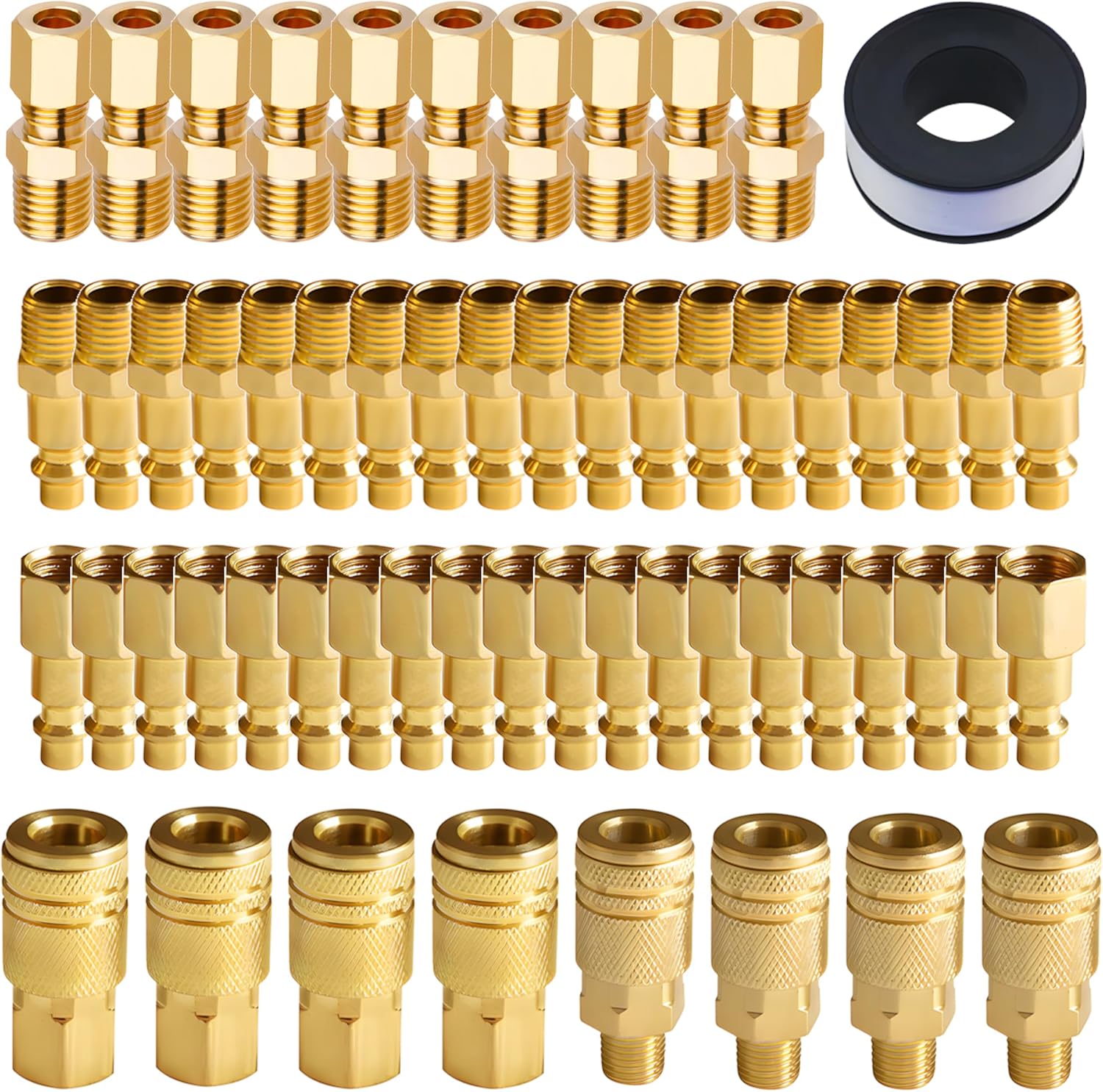 Amazon.com: 59-Piece 1/4 Inch Air Compressor Fittings Kit with Teflon ...