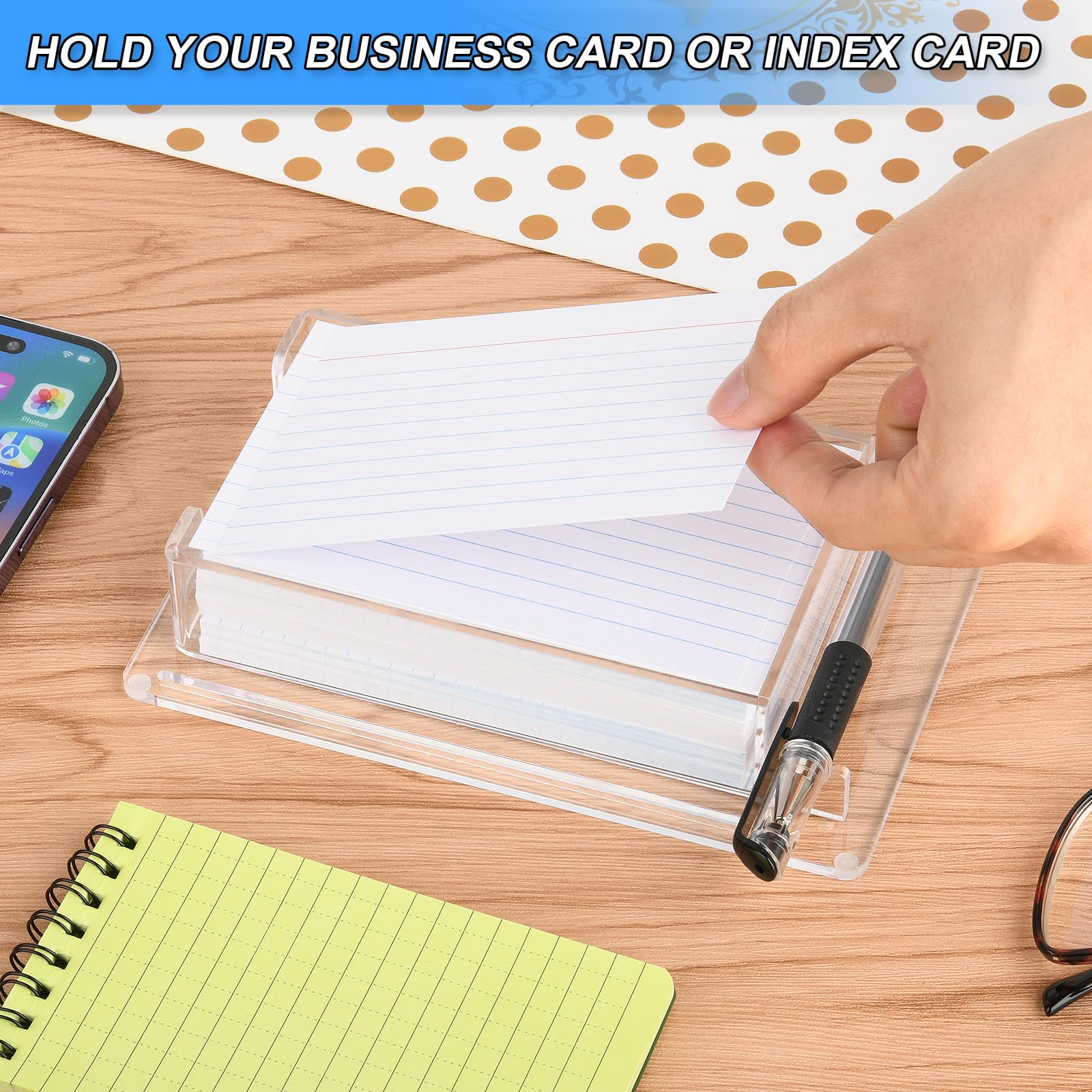 Snapklik.com : Clear Index Card Storage Holder For Desk