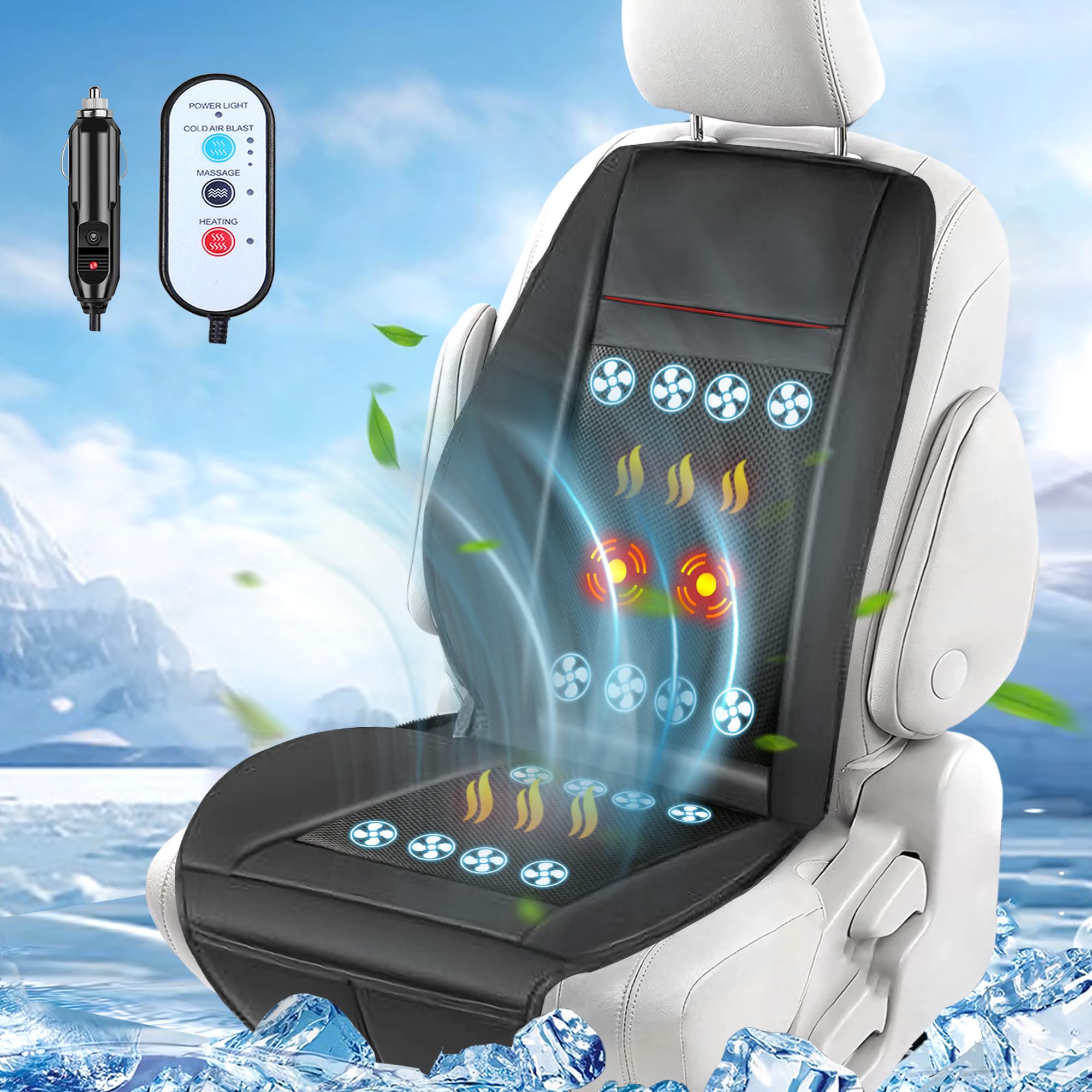 Amazon.com: Fochutech 3 in 1 Cooling Car Seat Cover Front Seat Massage ...