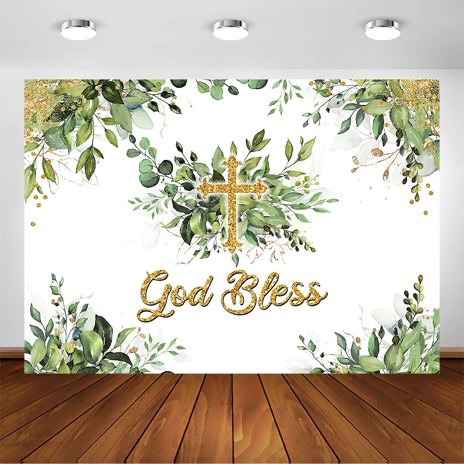 Buy Avezano Greenery God Bless Backdrop Baptism First Holy Communion ...