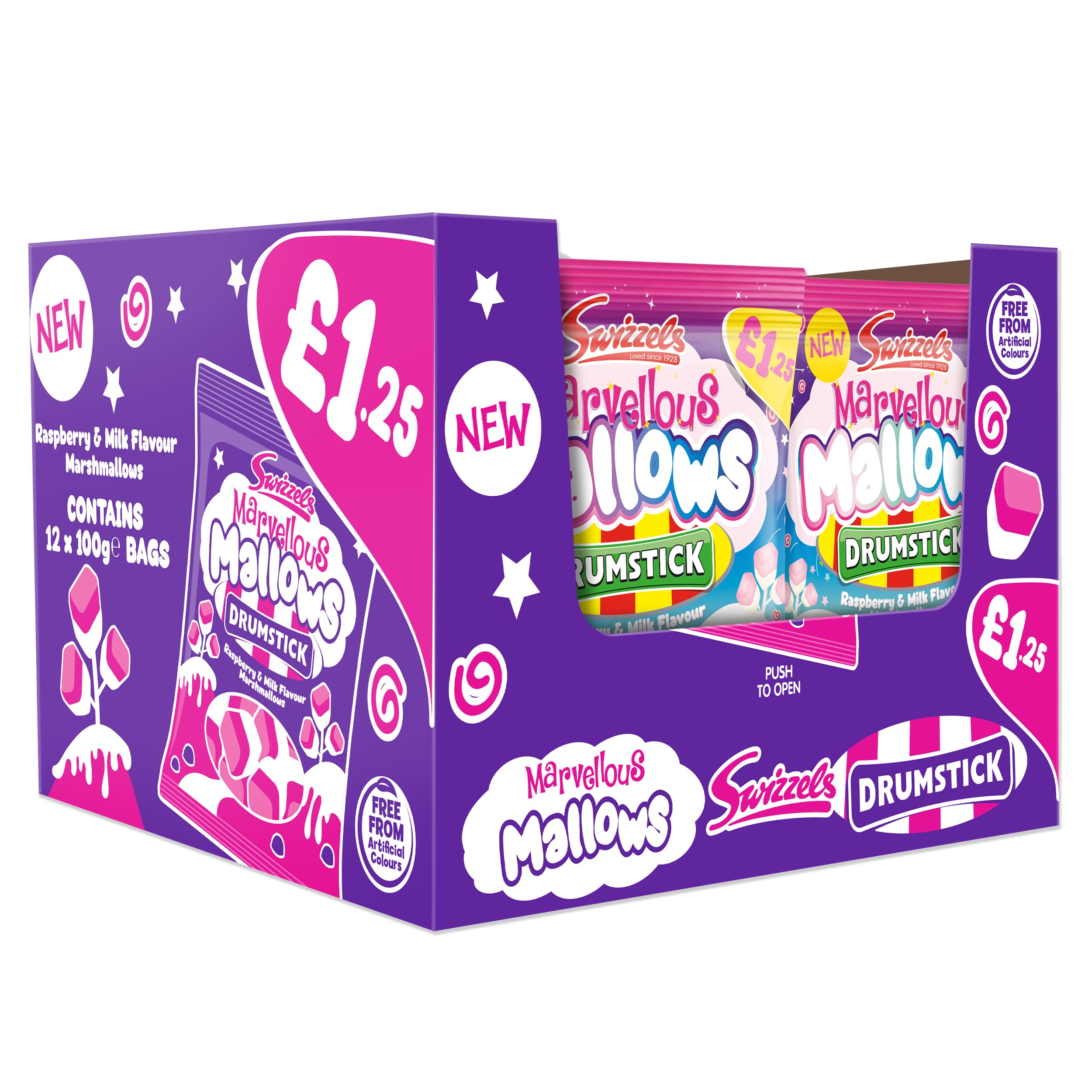 Swizzels Marvellous Mallows, Drumstick Raspberry & Milk Flavour ...