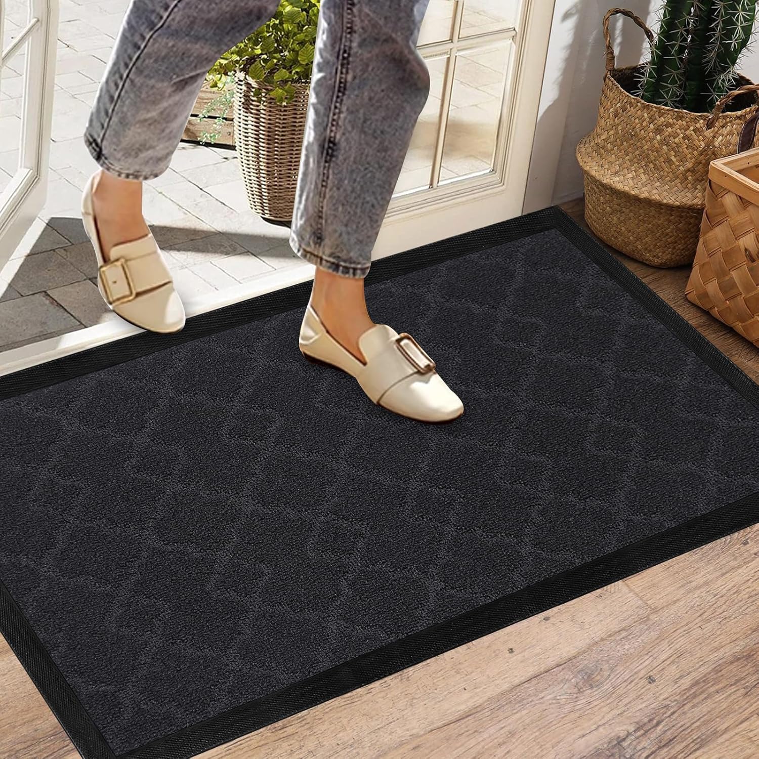 Amazon.com: Front Door Mat Outside Entrance, Heavy Duty Natural Rubber ...