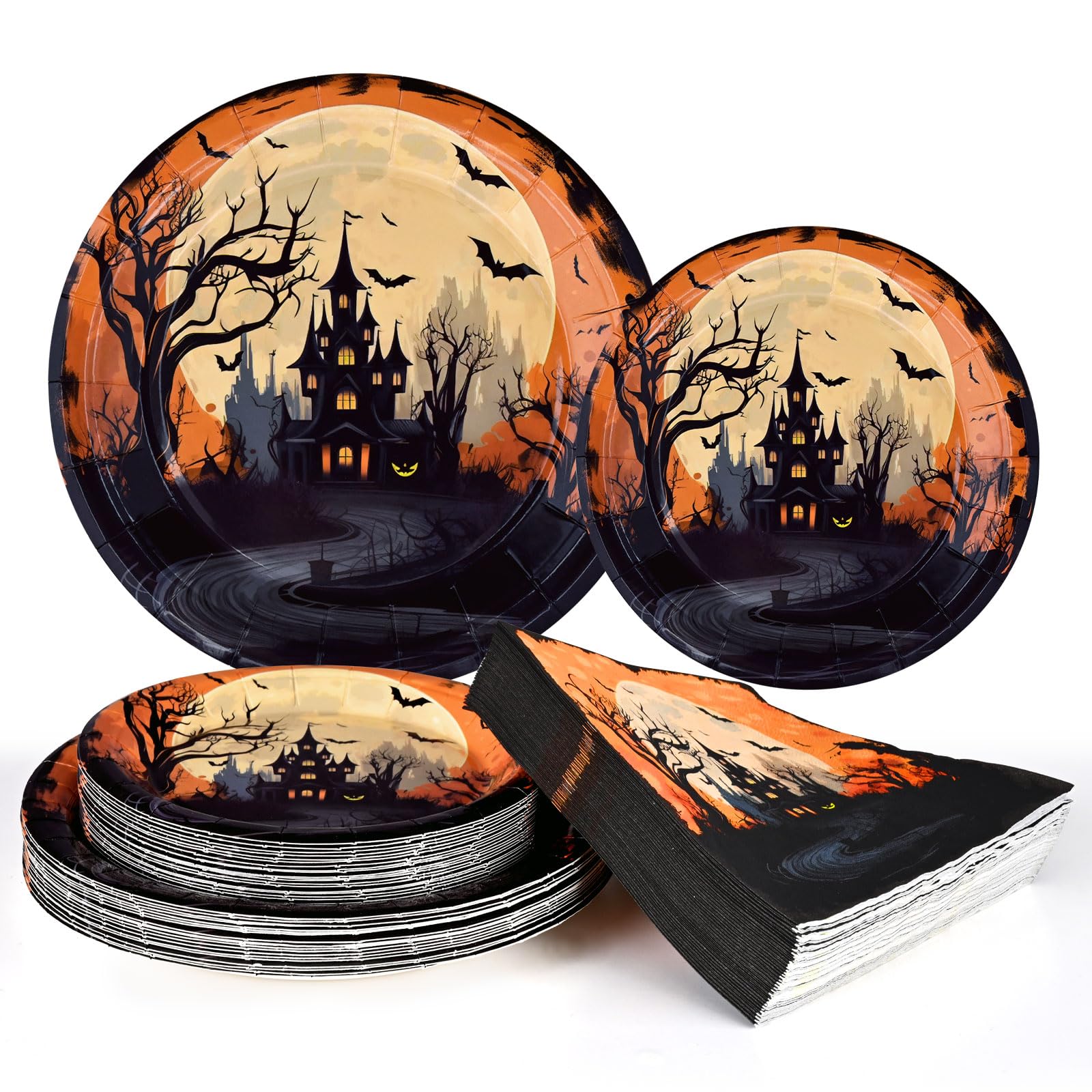 Amazon.com: Homlouue 200PCS Halloween Plates and Napkins, Halloween ...